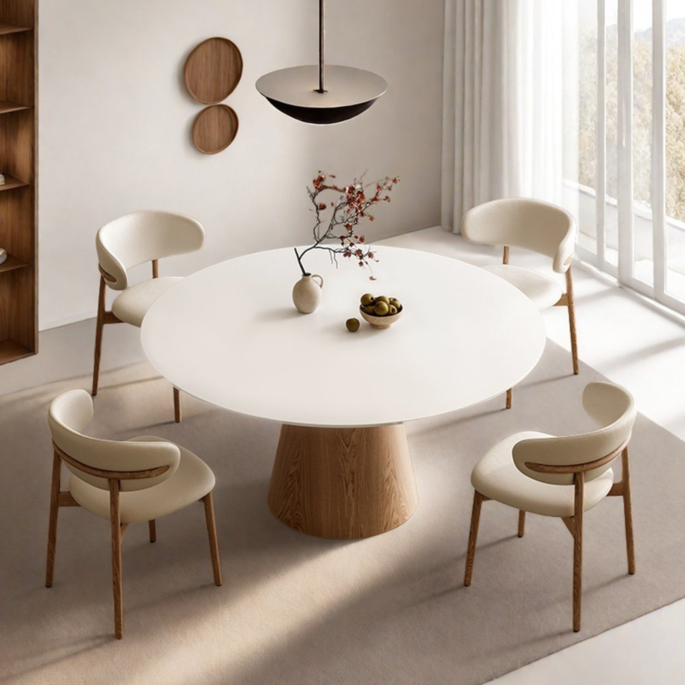 Elamer Cream style simple round dining table set - Wayfair Canada