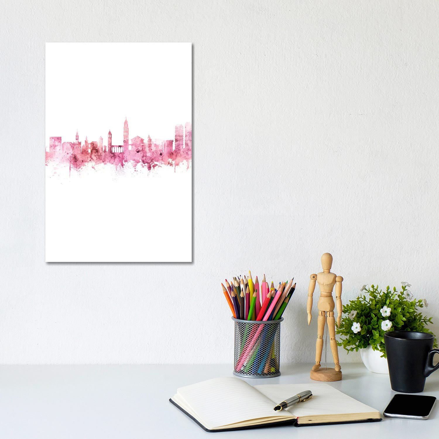 Metro Lane Split Croatia Skyline Pink Rose Portrait by Michael Tompsett ...