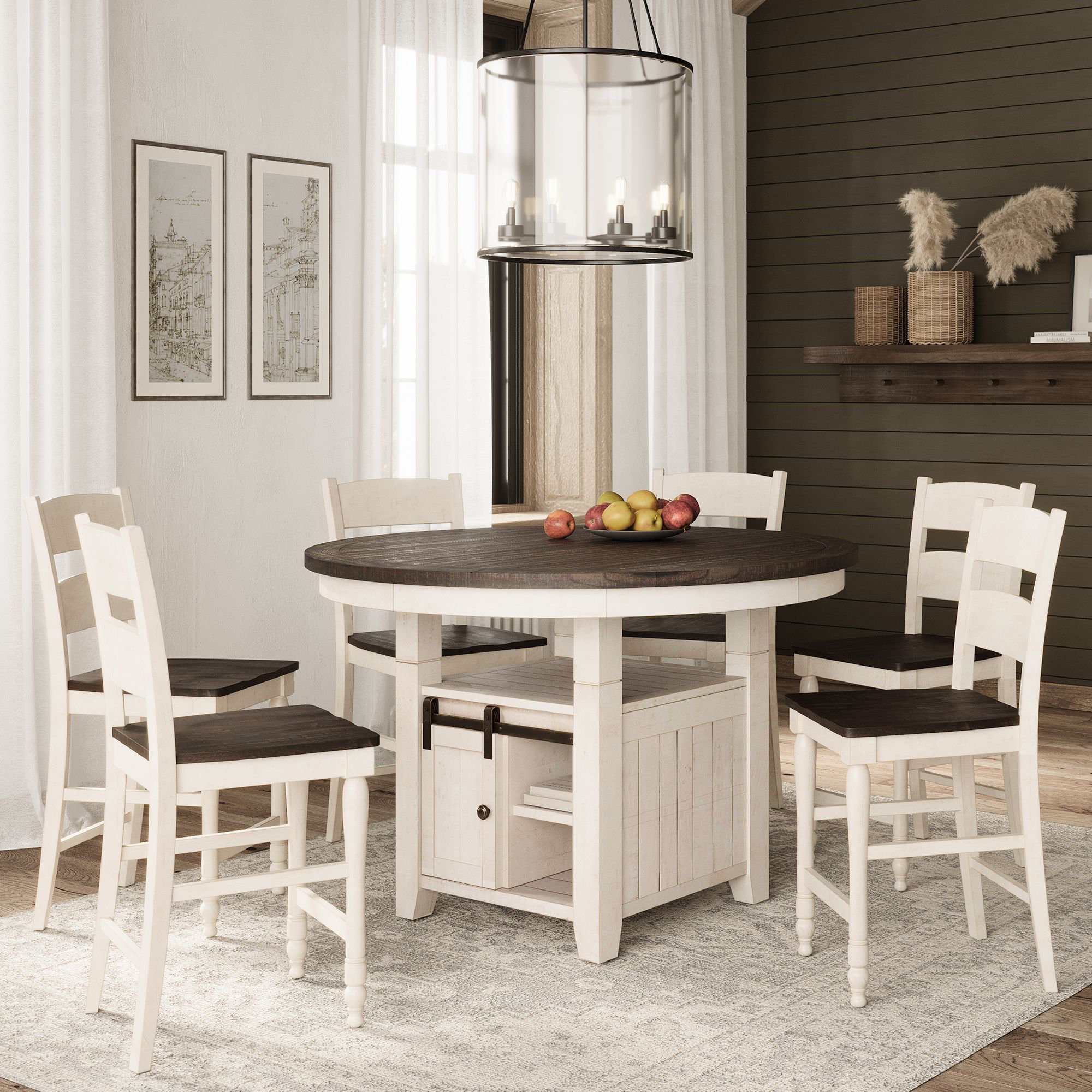 Lark Manor Eradis Counter Height Pine Solid Wood Dining Set & Reviews ...