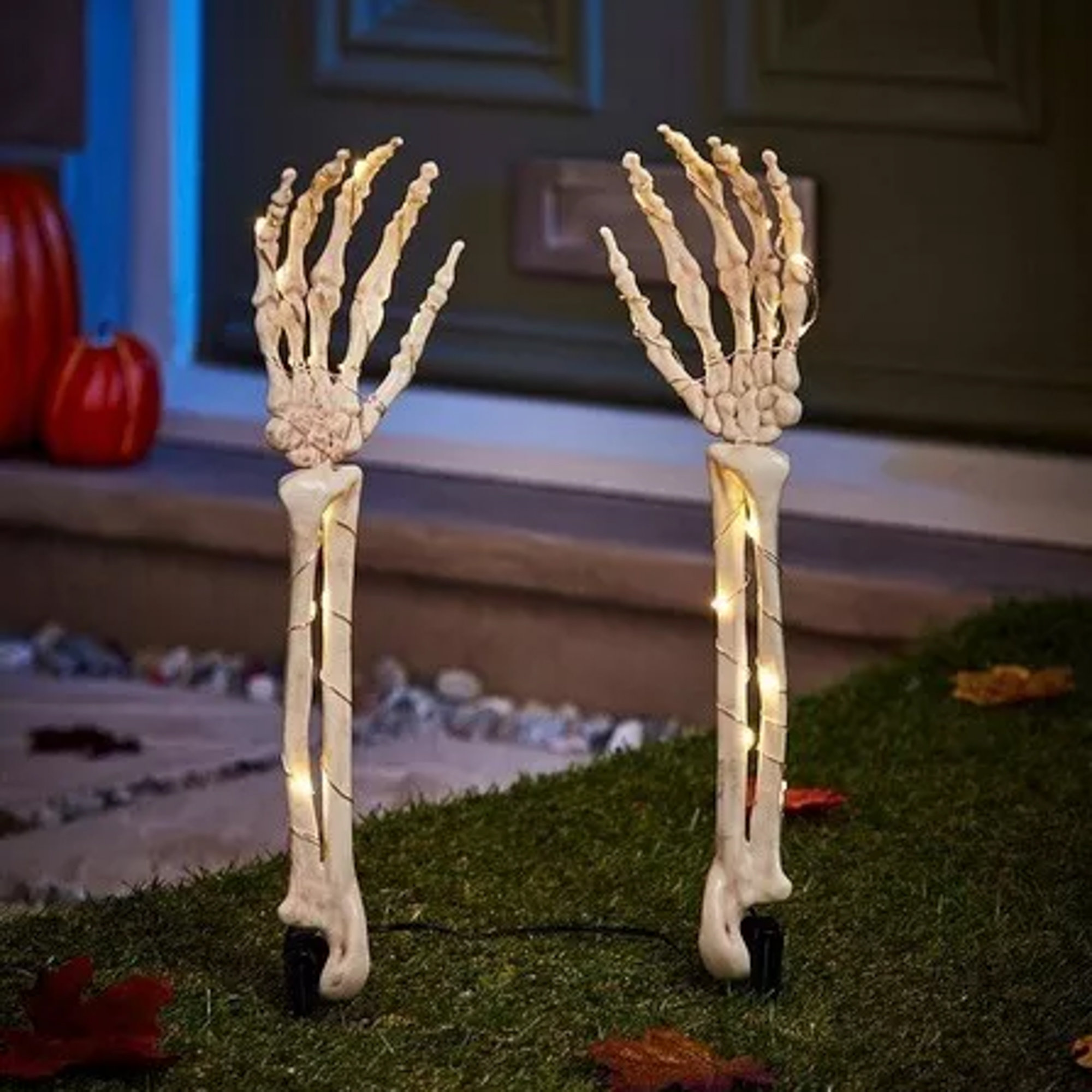 The Holiday Aisle® Battery Operated Lighted Skeleton Arms - Set Of 2 ...