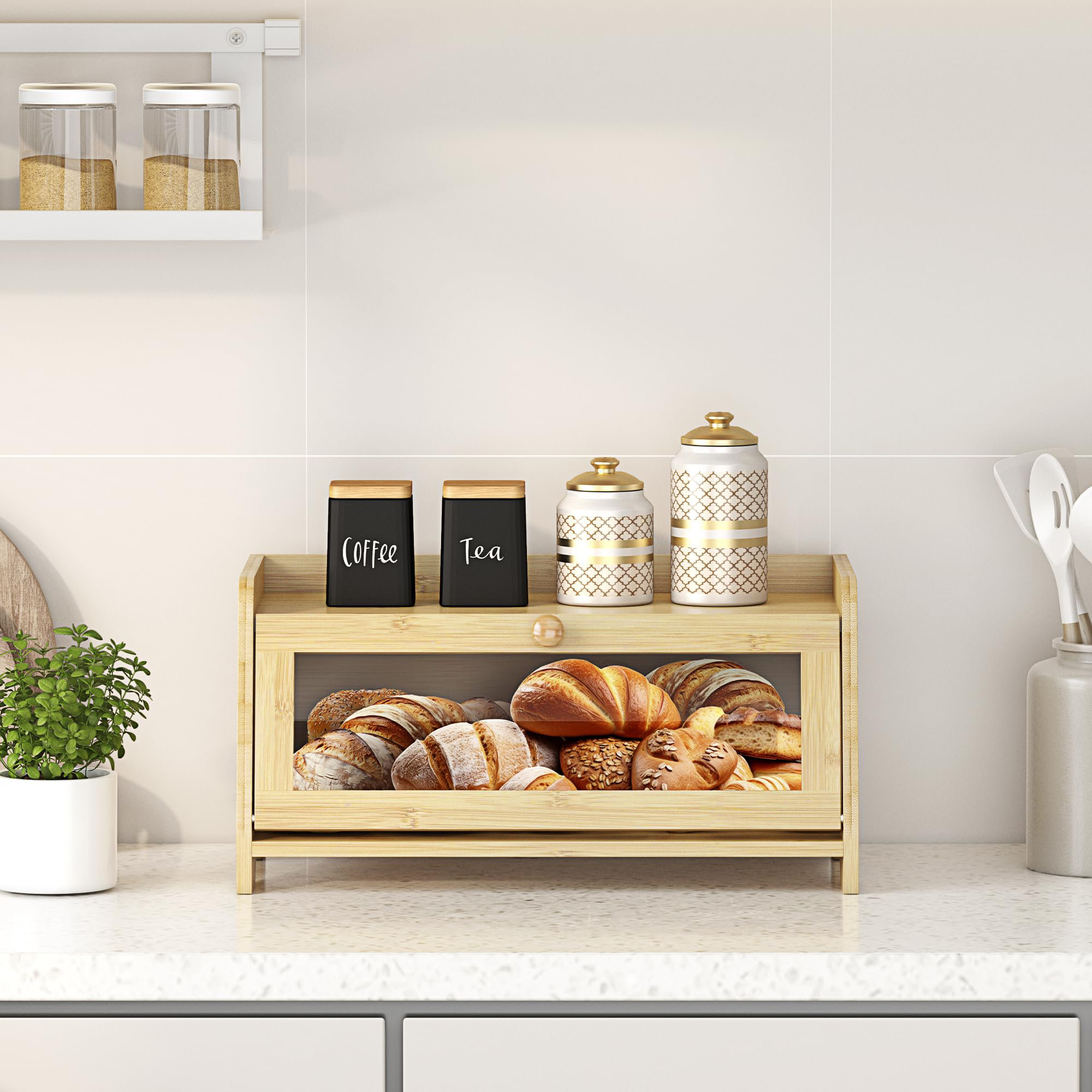 Red Barrel Studio® Bread Box For Kitchen Countertop, Large Bread ...