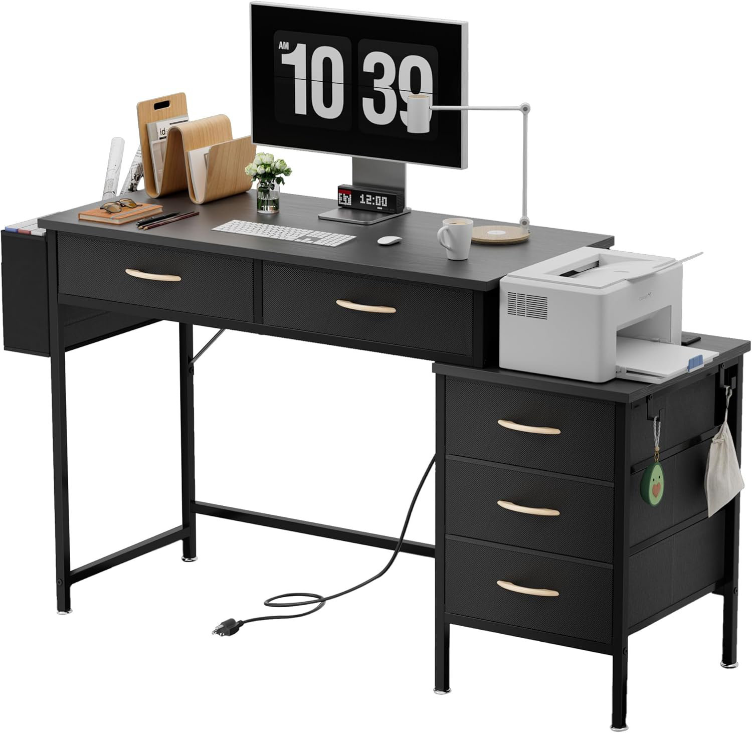 Latitude Run® Computer Desk with Charging Station, Office Desks File ...