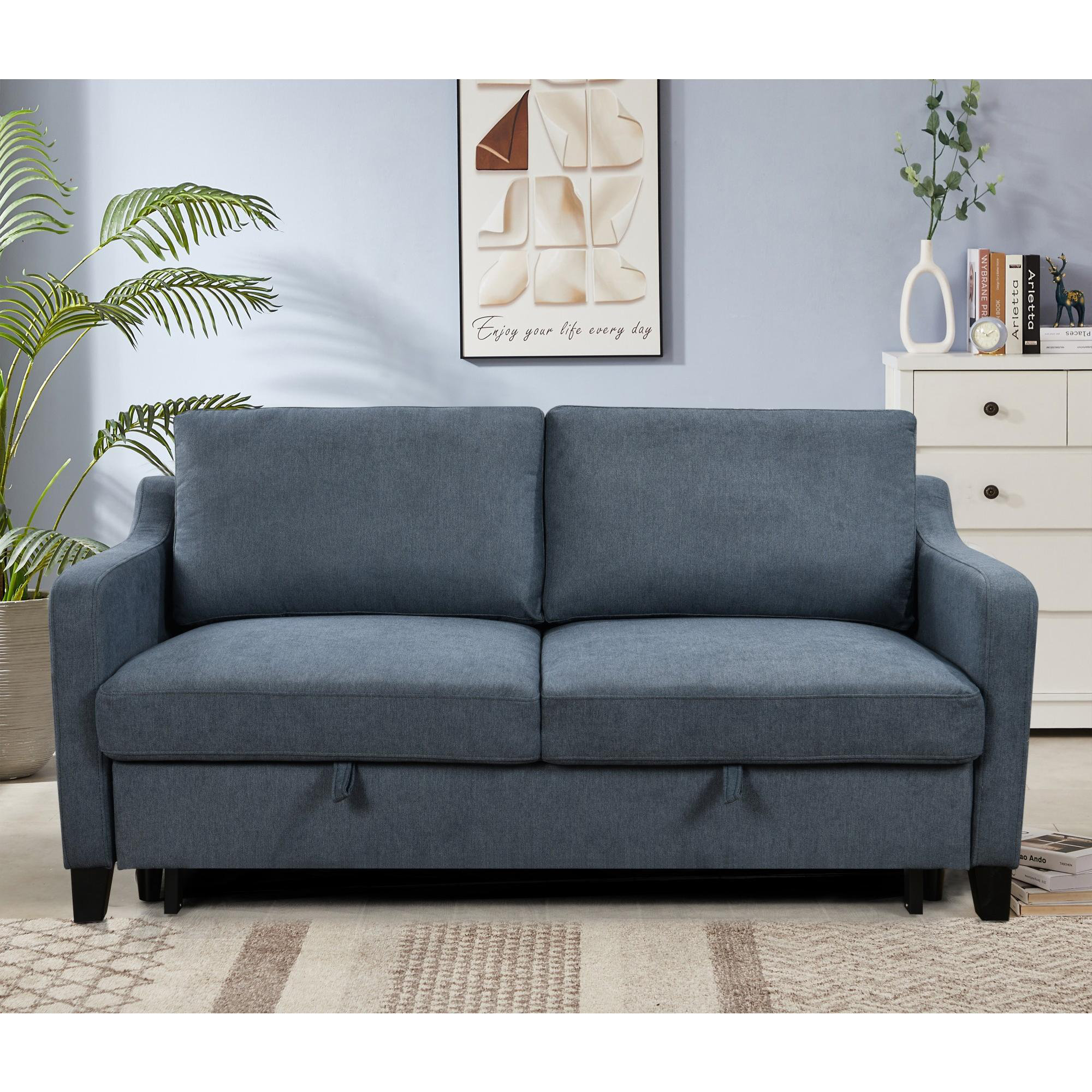 Corrigan Studio Modern Fabric Loveseat Futon Sofa Couch w/Pullout Bed ...