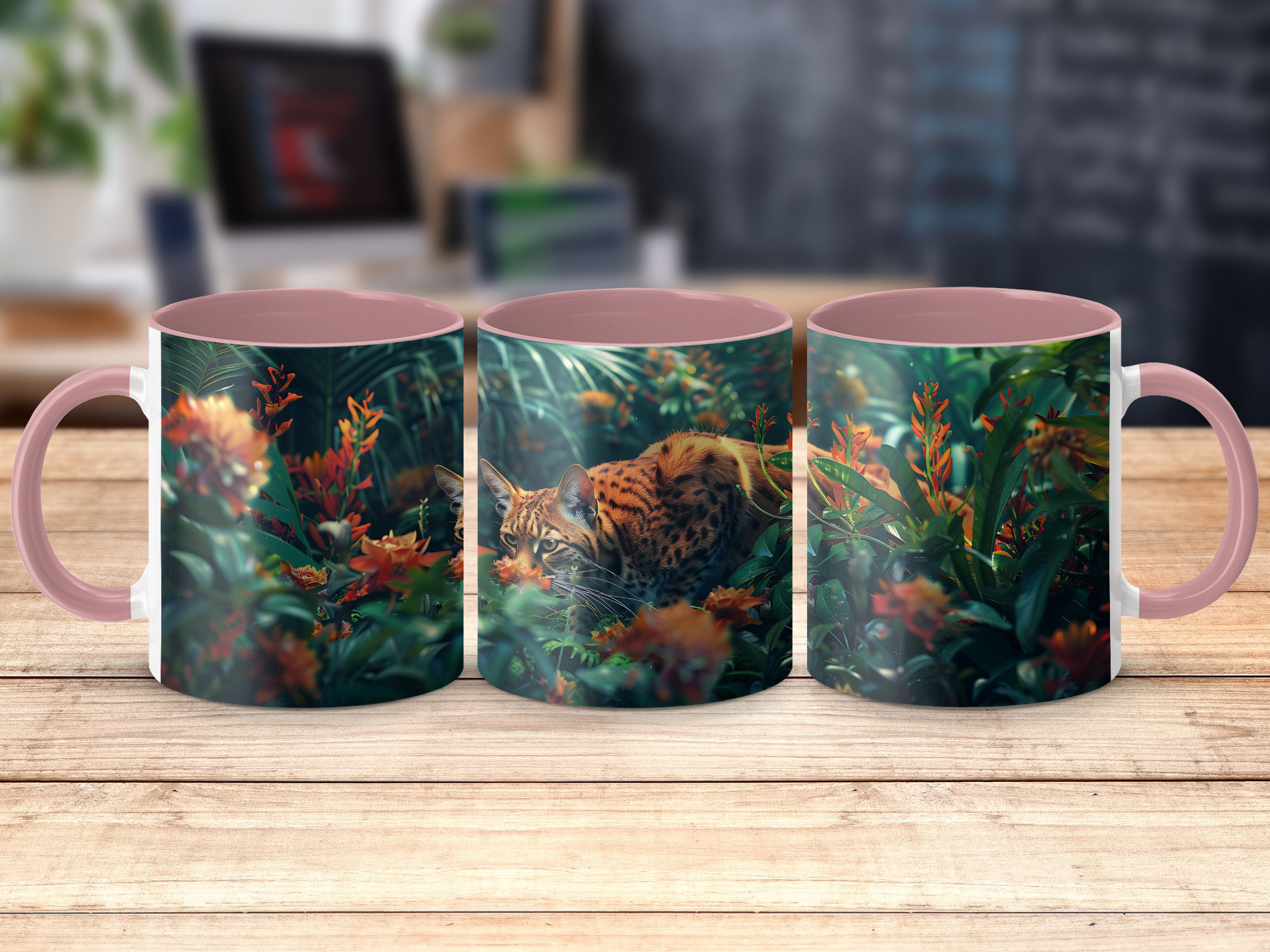 East Urban Home Set of 3 Realistic Animal Design 11oz Accent Mugs ...