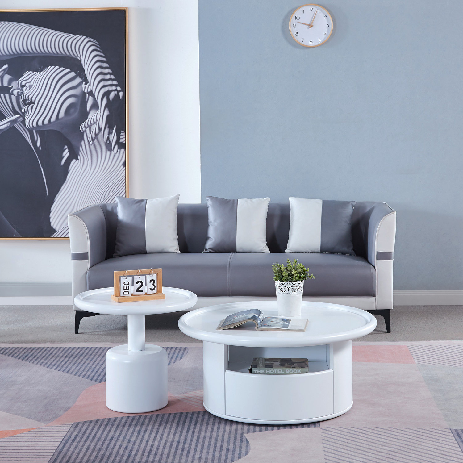 Orren Ellis Living Room Table, 2 Pieces Round Coffee Table Set ...