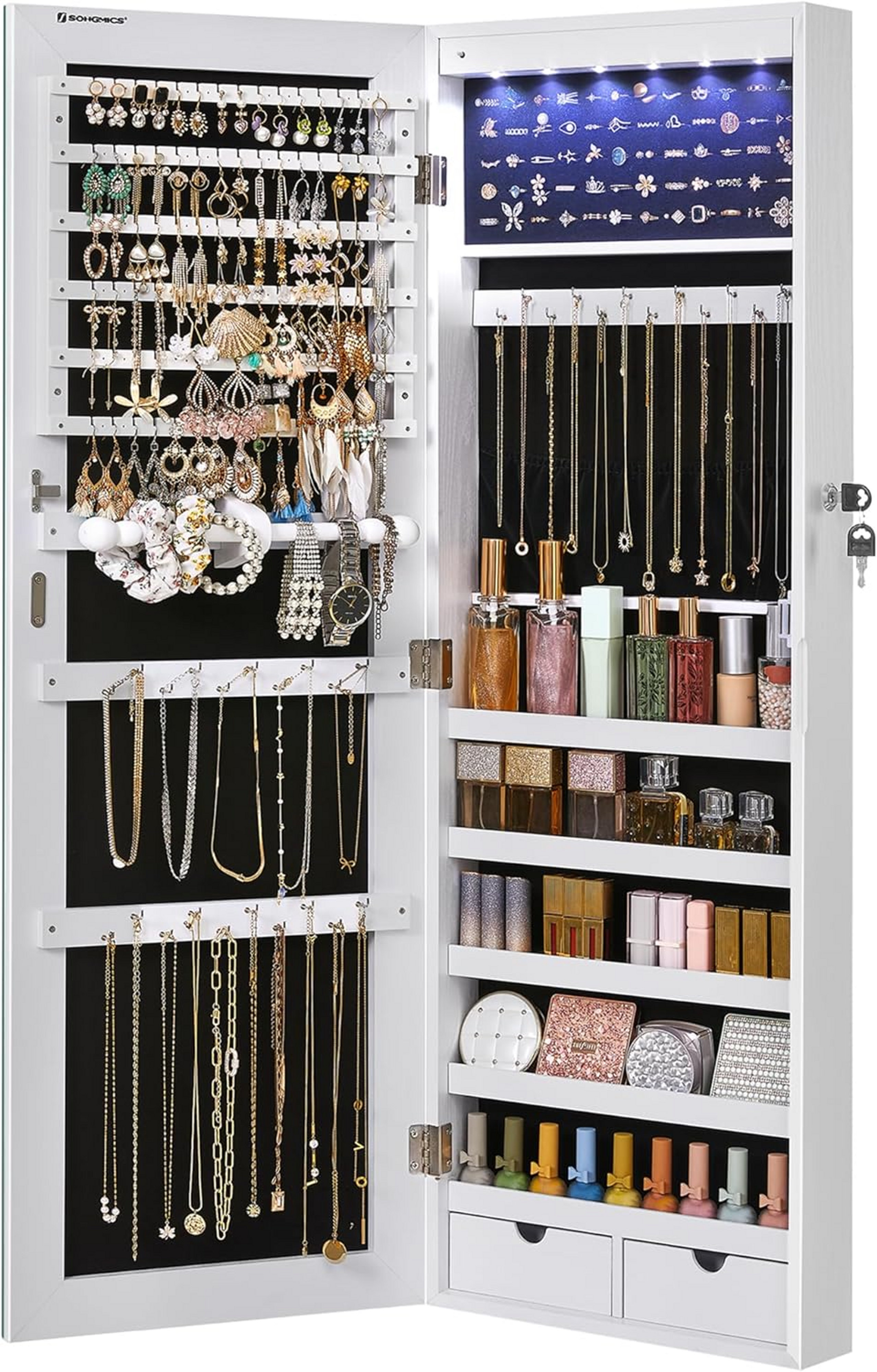 Latitude Run® Nordic Hygge Orminda Jewelry Armoire with Mirror | Wayfair