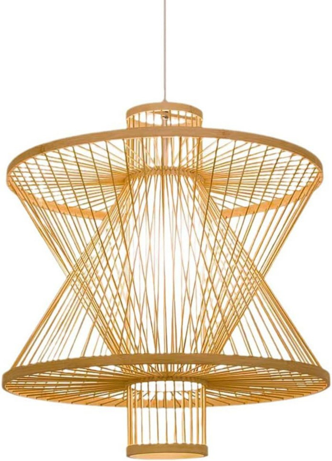 Corrigan Studio® 19.7 In Bamboo Hanging Lighting Fixtures Pendant Light Hand Wicker Bamboo Shade ...