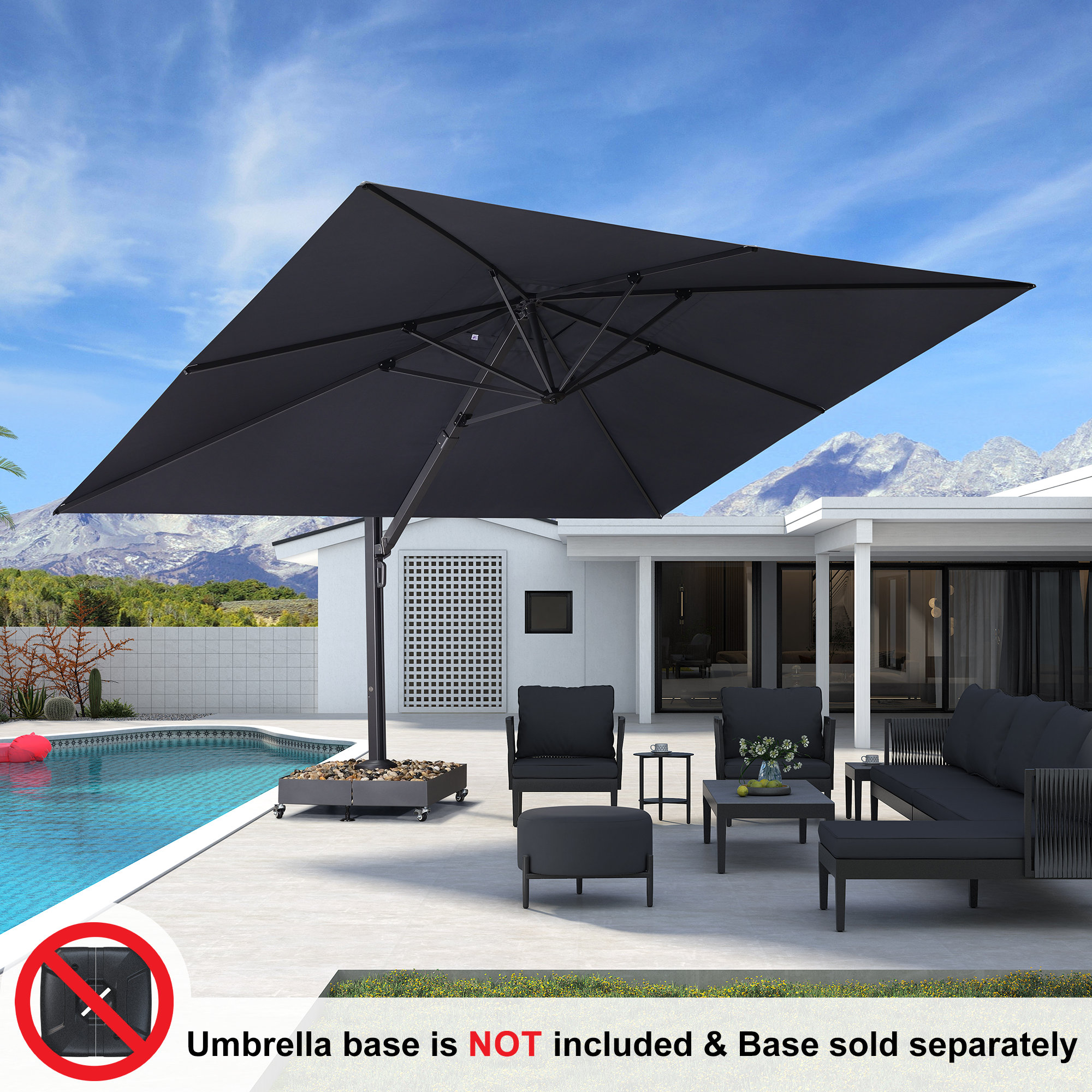 Arlmont & Co. Jordin 11' x 15' Rectangular Cantilever Umbrella，Without ...