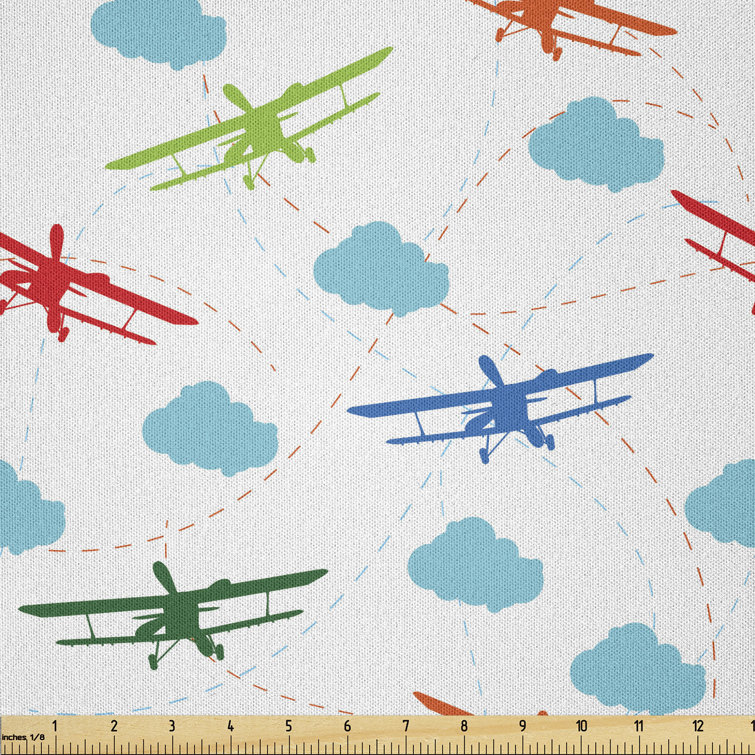 East Urban Home Dashna Colourful Retro Biplanes Air Route Dashed Multi ...