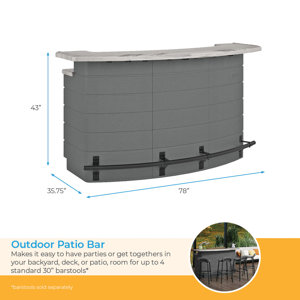 Suncast Backyard Oasis Water Resistant Entertainment Bar with Pull-Out ...