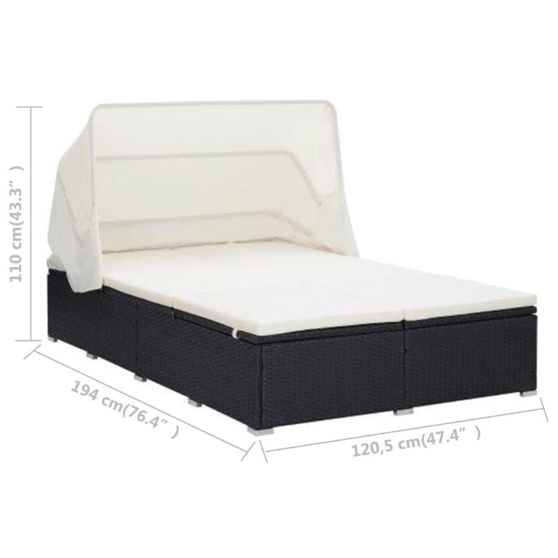 Latitude Run® Tiro 76.4" Wide Rectangle Patio Daybed with Cushions ...