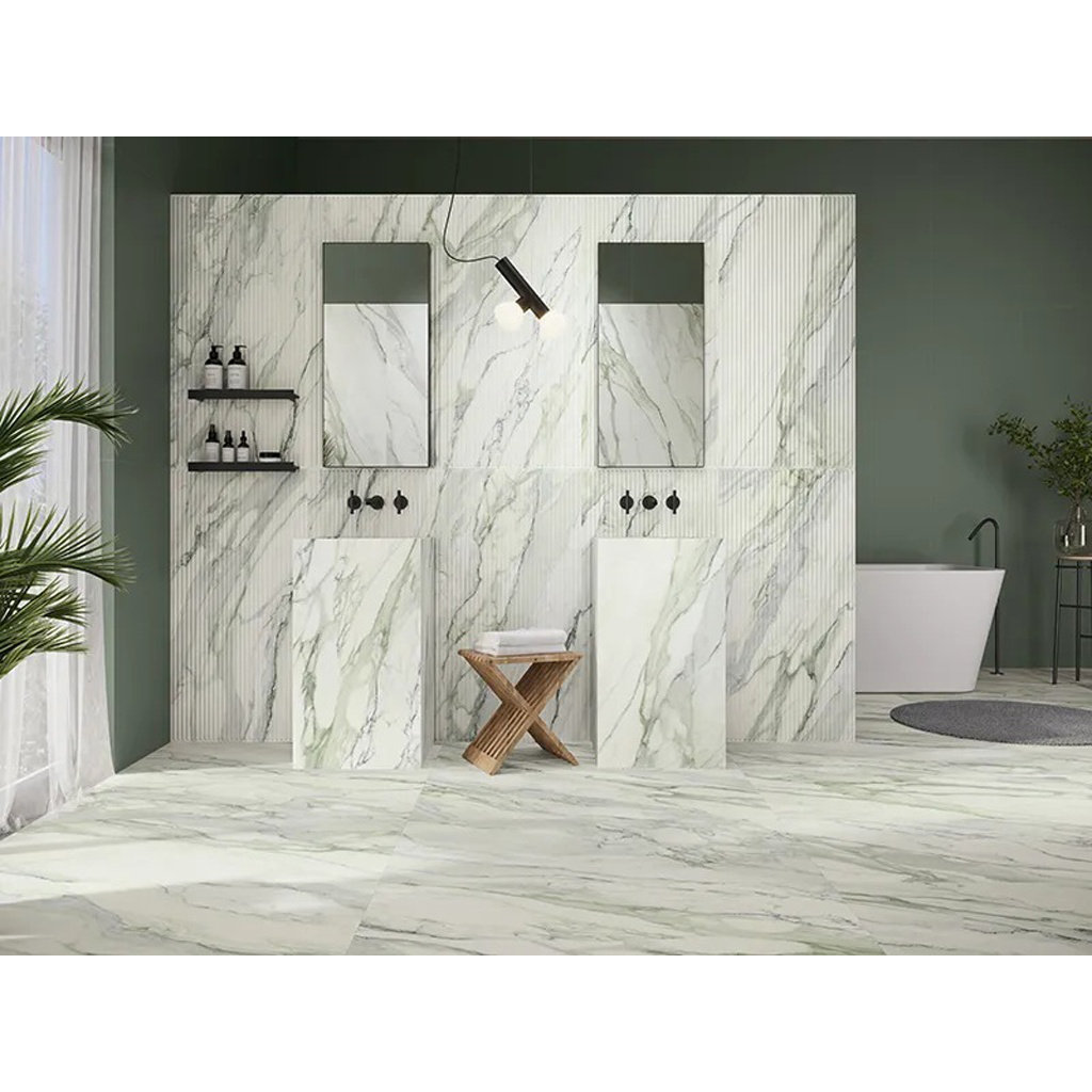 Apollo Tile Splendor 24 X 48 In. Matte Soft White With Sage Green Vein ...