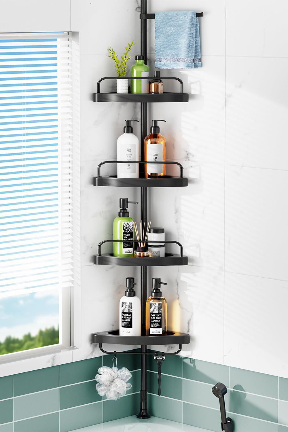 Rebrilliant 4 Layer Shampoo Storage Rack Bathroom Floor Standing ...