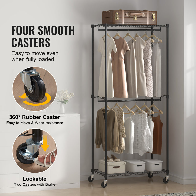 Rebrilliant Mehmed 36'' Metal Rolling Clothes Rack | Wayfair