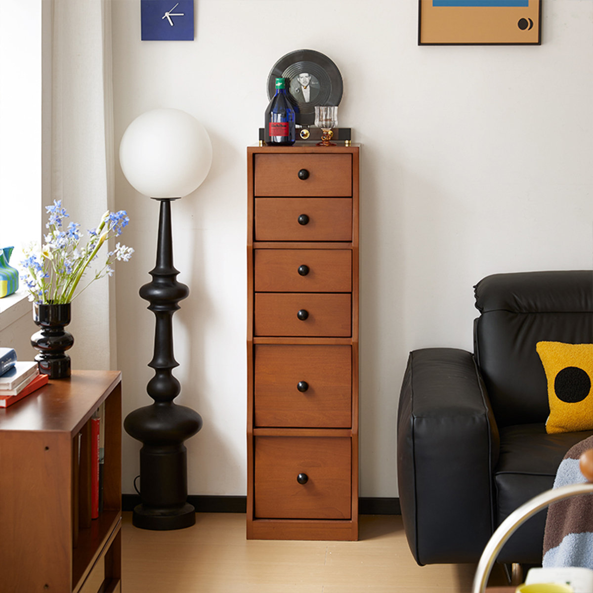 Hokku Designs 49.21"Brown Solid Wood Irregular Storage Drawer Cabinet ...