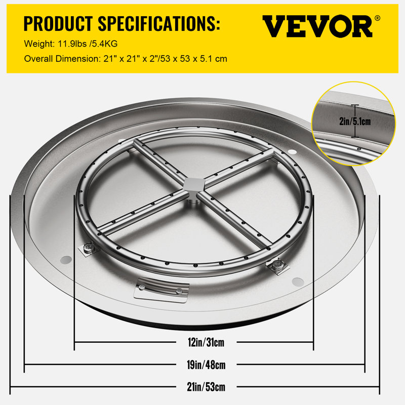VEVOR 21'' Round Stainless Steel Fire Pit Tool | Wayfair