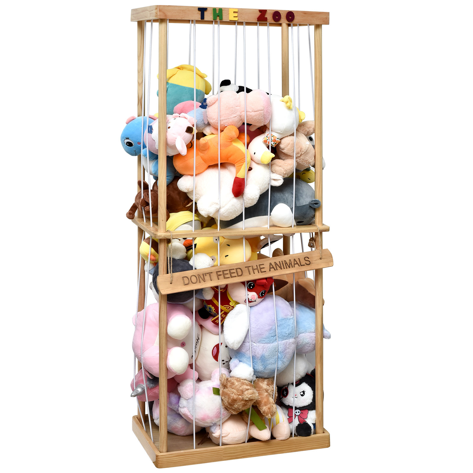 August Grove® Stuffed Animal Zoo Storage Cage, Large Wooden Jail ...