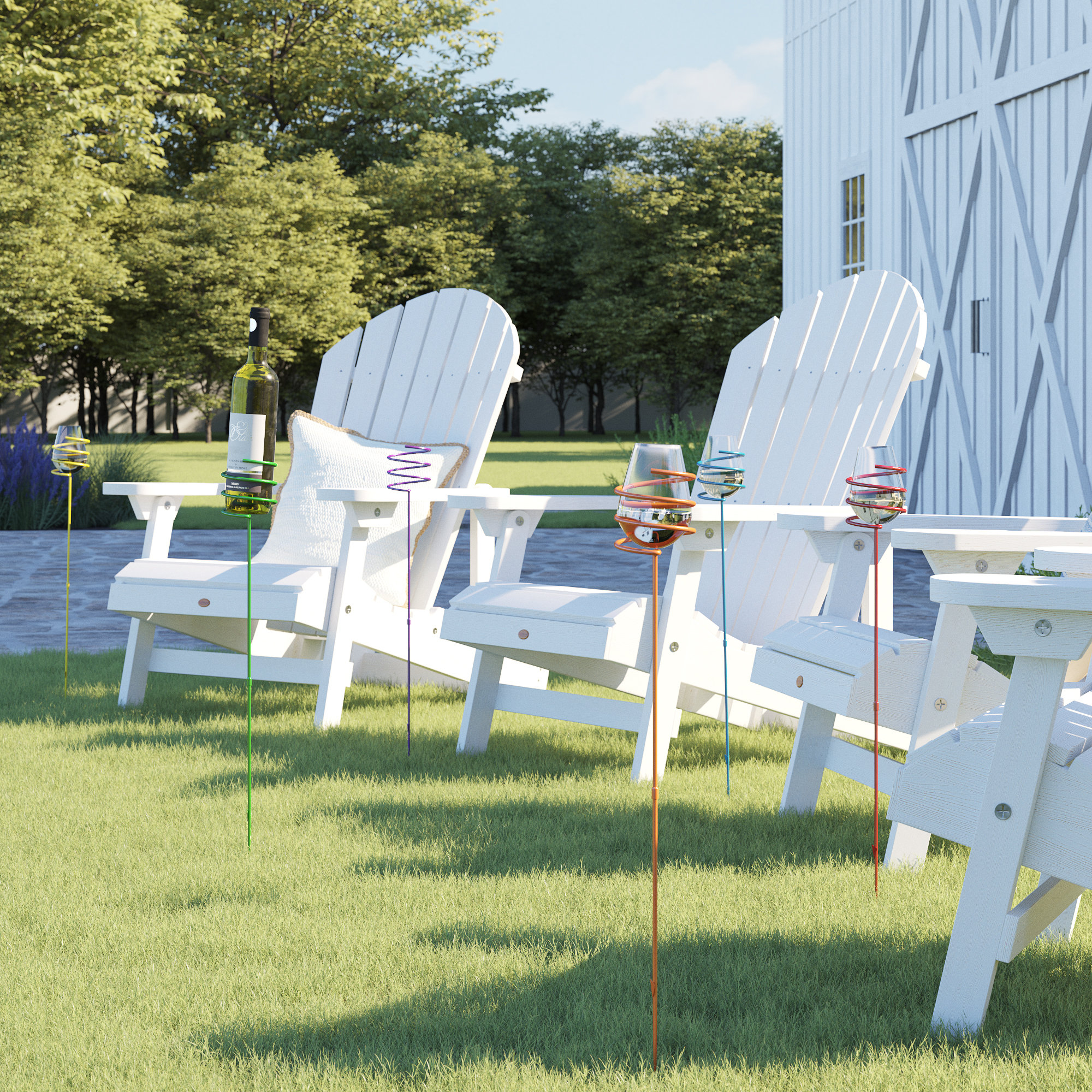 Arlmont & Co. Audrey Multi-Colored Steel Outdoor Garden Drink Holder ...