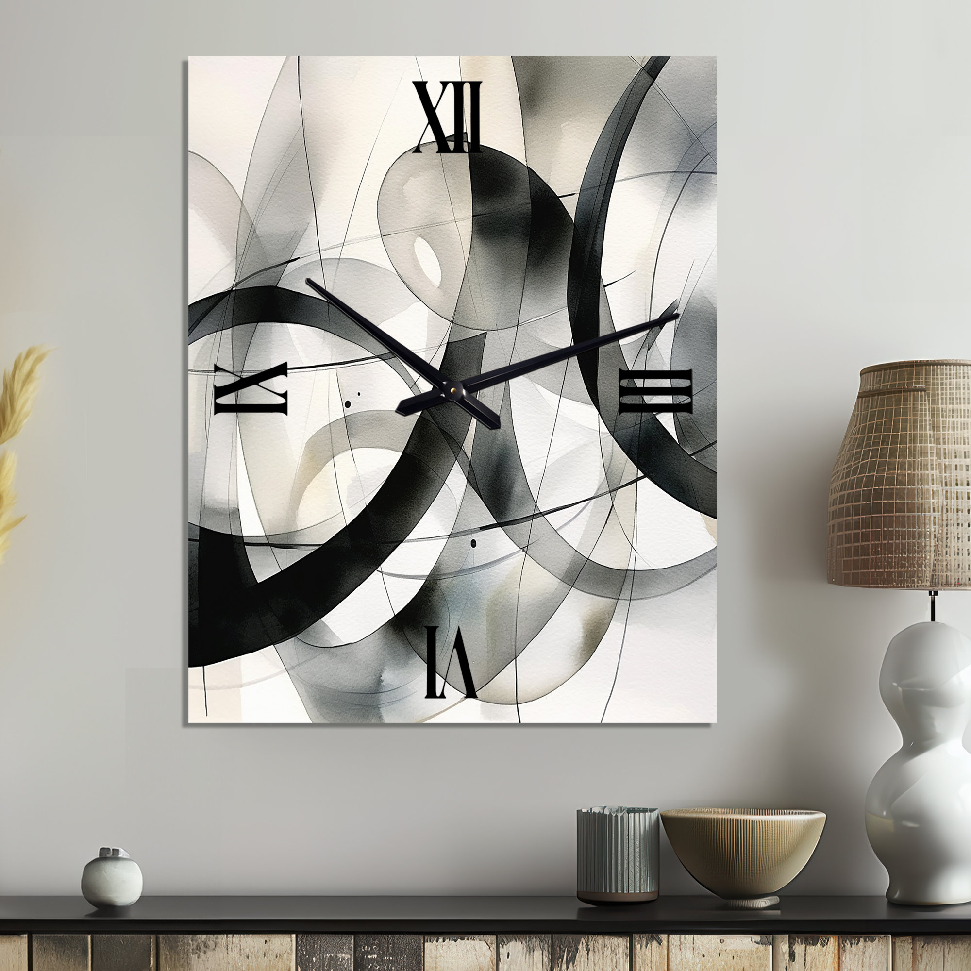 Design Art Abstract Neutral XV - Abstract Metal Wall Clock | Wayfair