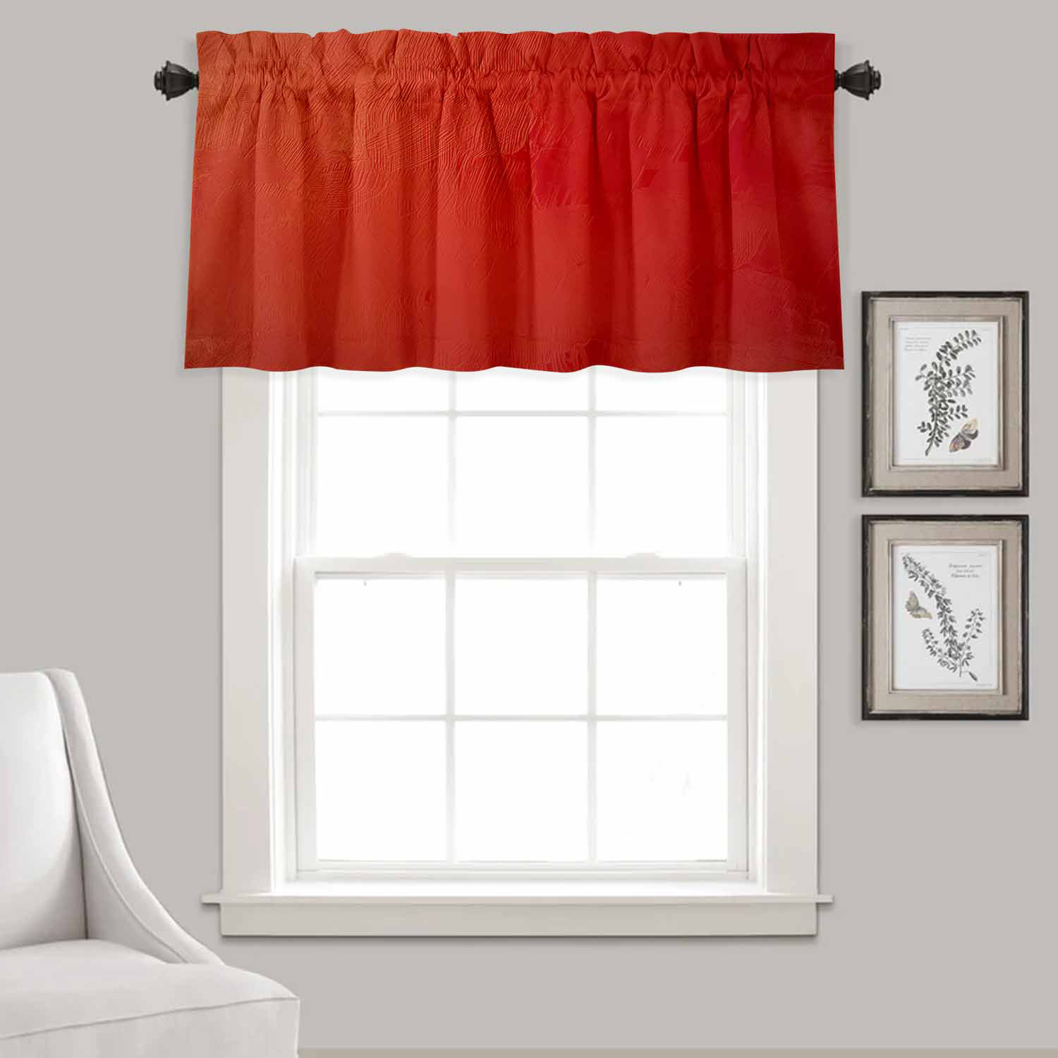 Ophelia & Co. Red 52"W Abstract Pastel Color Pink Orange Solid Window ...