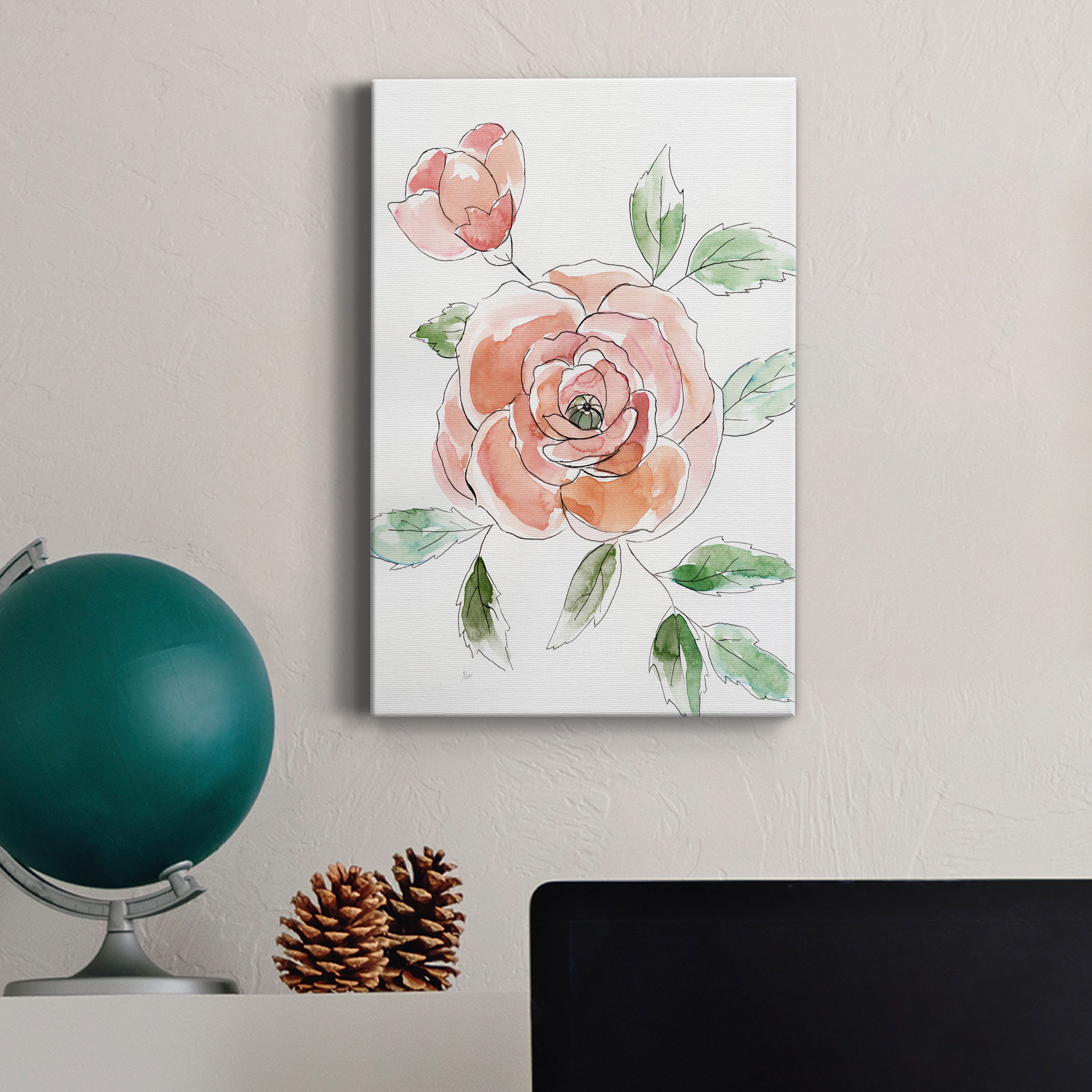 Winston Porter Rose Contour - Wrapped Canvas Painting | Wayfair