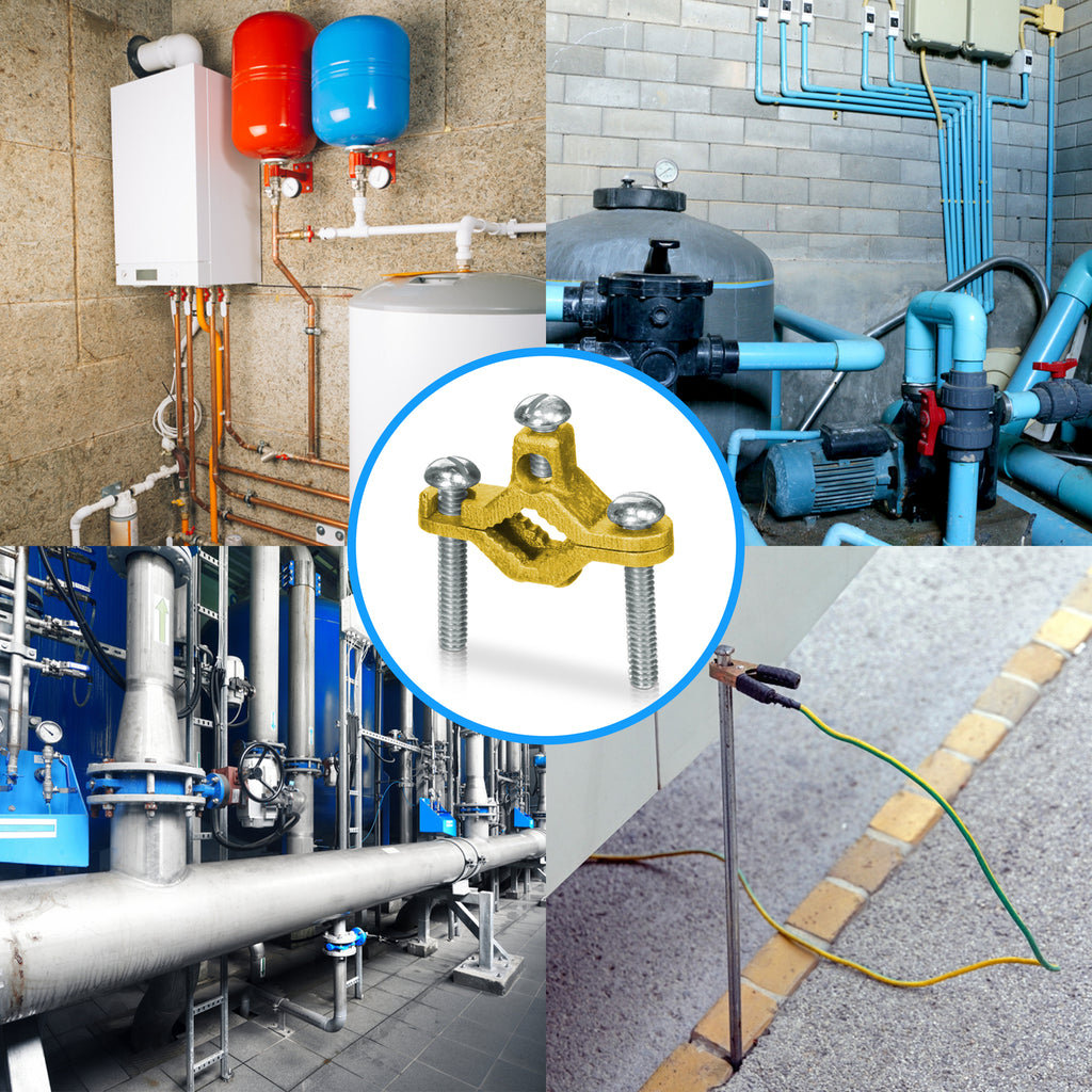 OHLECTRIC High-Conductivity Direct Burial Copper Ground Pipe Clamp, 1/2 ...