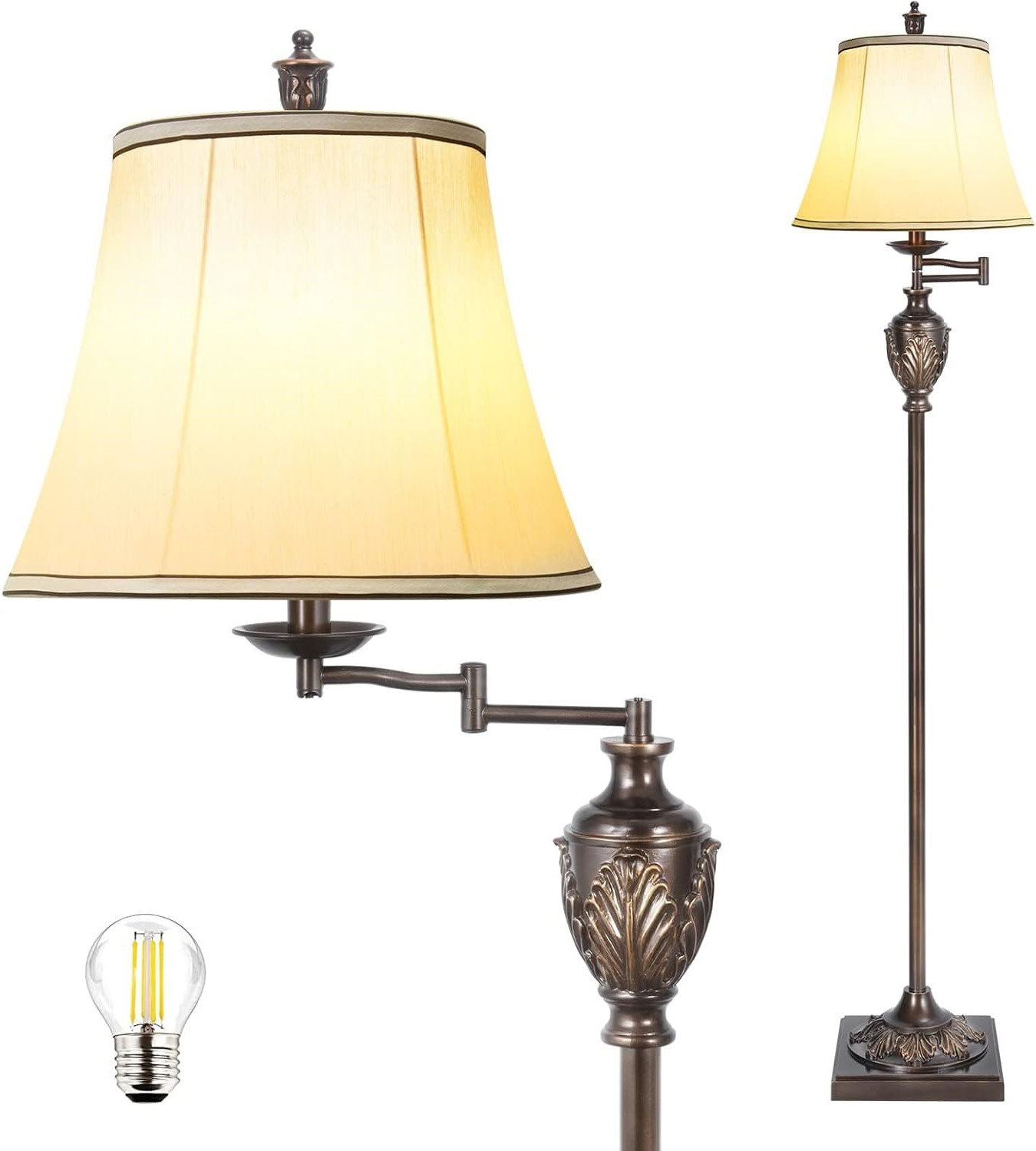 Astoria Grand Traditional LED Floor Lamp with 350° Adjustable Swing Arm ...