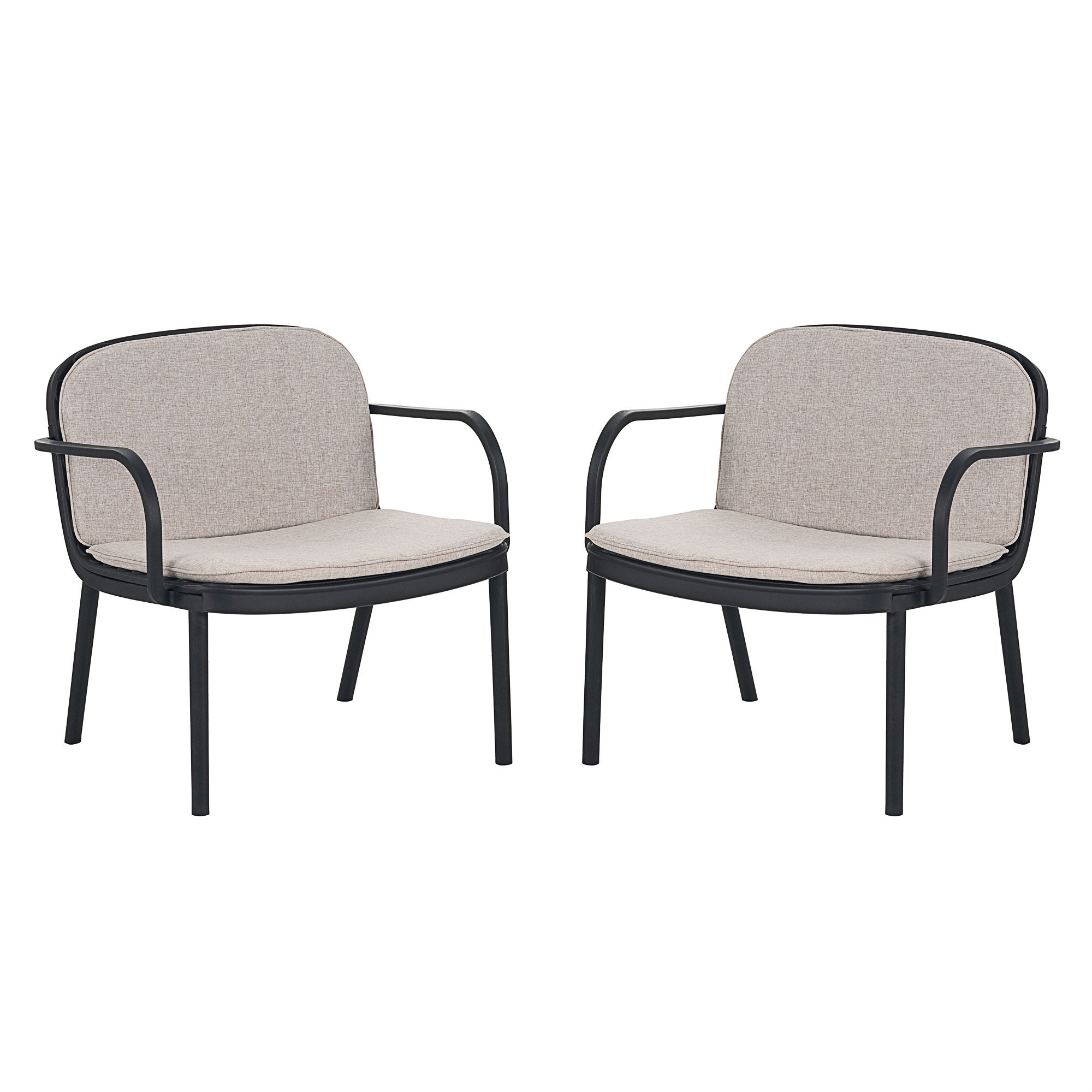 Ebern Designs Outdoor PP Club Chair Frame With Cushion, Set Of 2 | Wayfair
