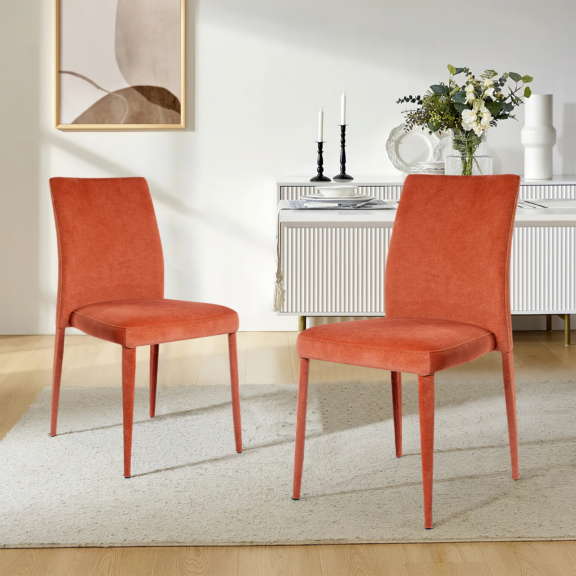 George Oliver Modern Style Full Fabric Upholstered High Back Dining ...