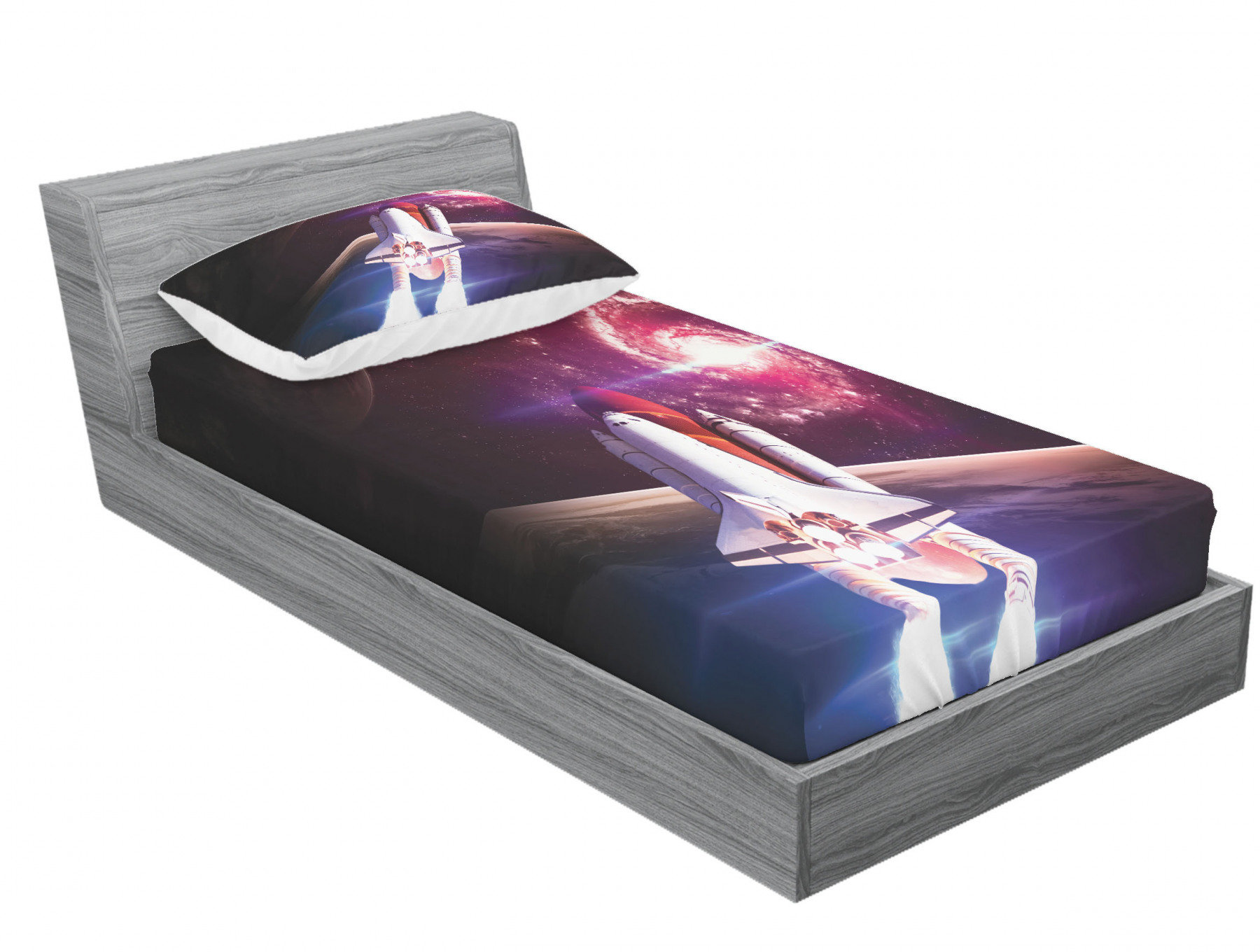 Ambesonne Spaceship Flying in Milky Way Super Galactic Wander with ...