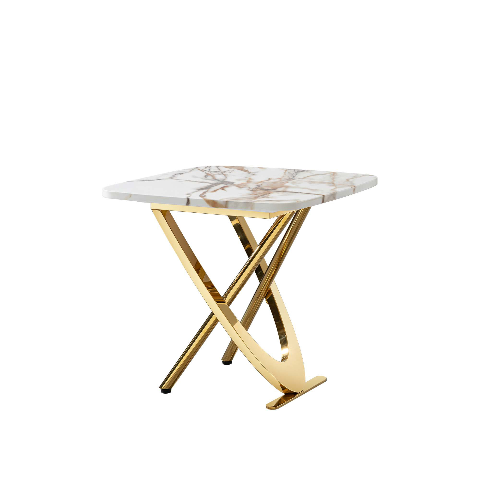 Mercer41 Marble Pattern MDF Top Square Shape Side End Table | Wayfair