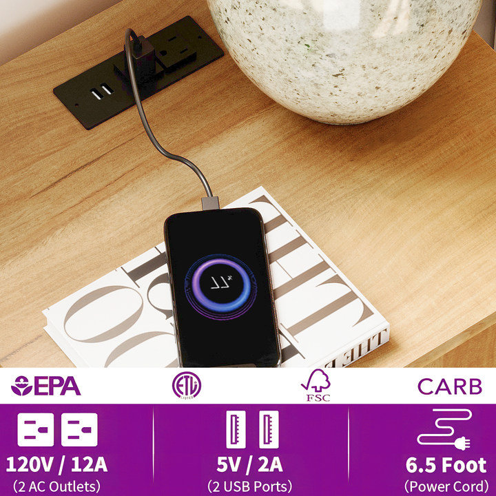 Union Rustic Laverda Modern Minimalist Nightstand, Oak Finish, Reed ...