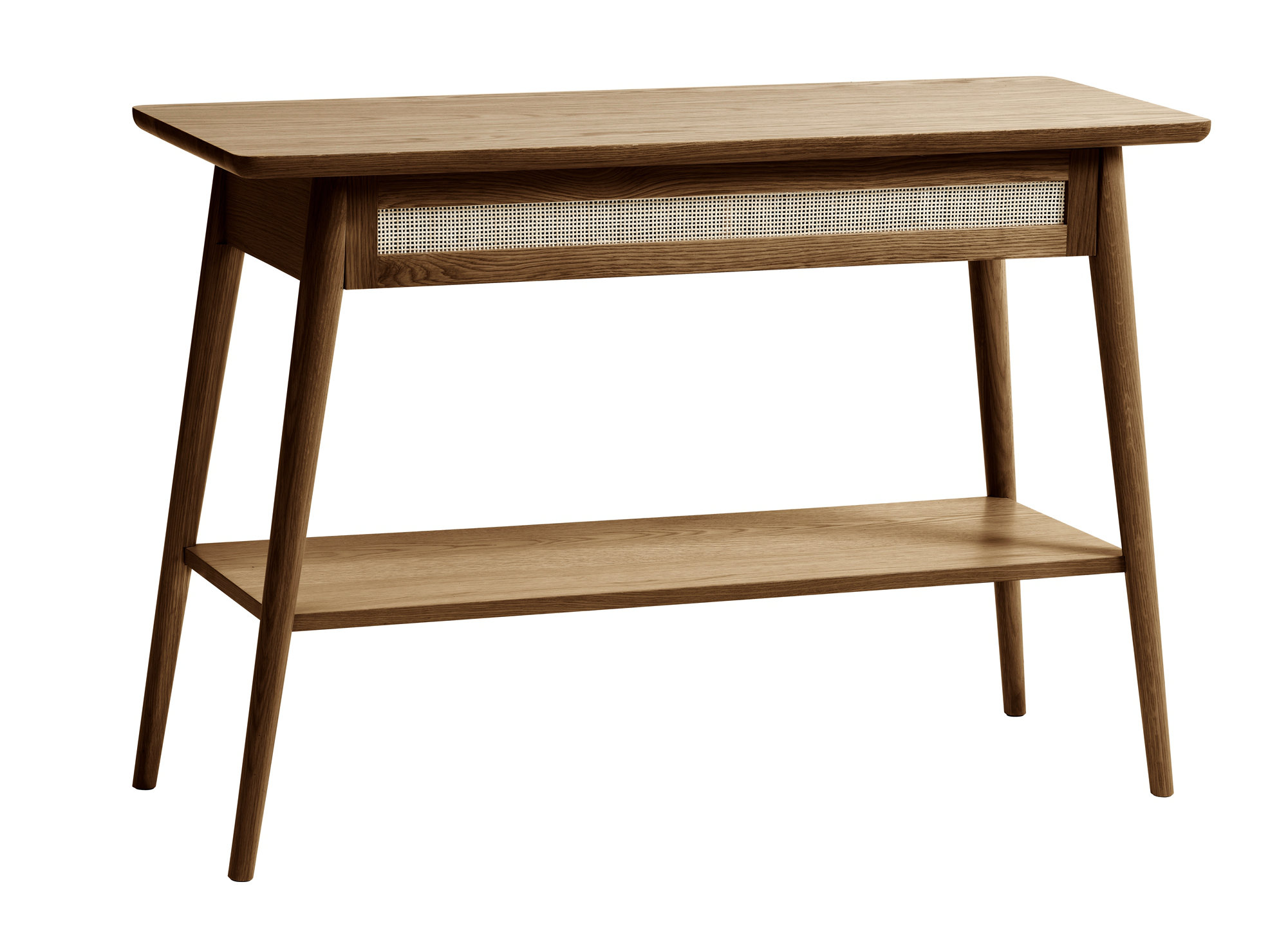 Corrigan Studio Console Table With Rattan Door Panels, Soft Rounded ...