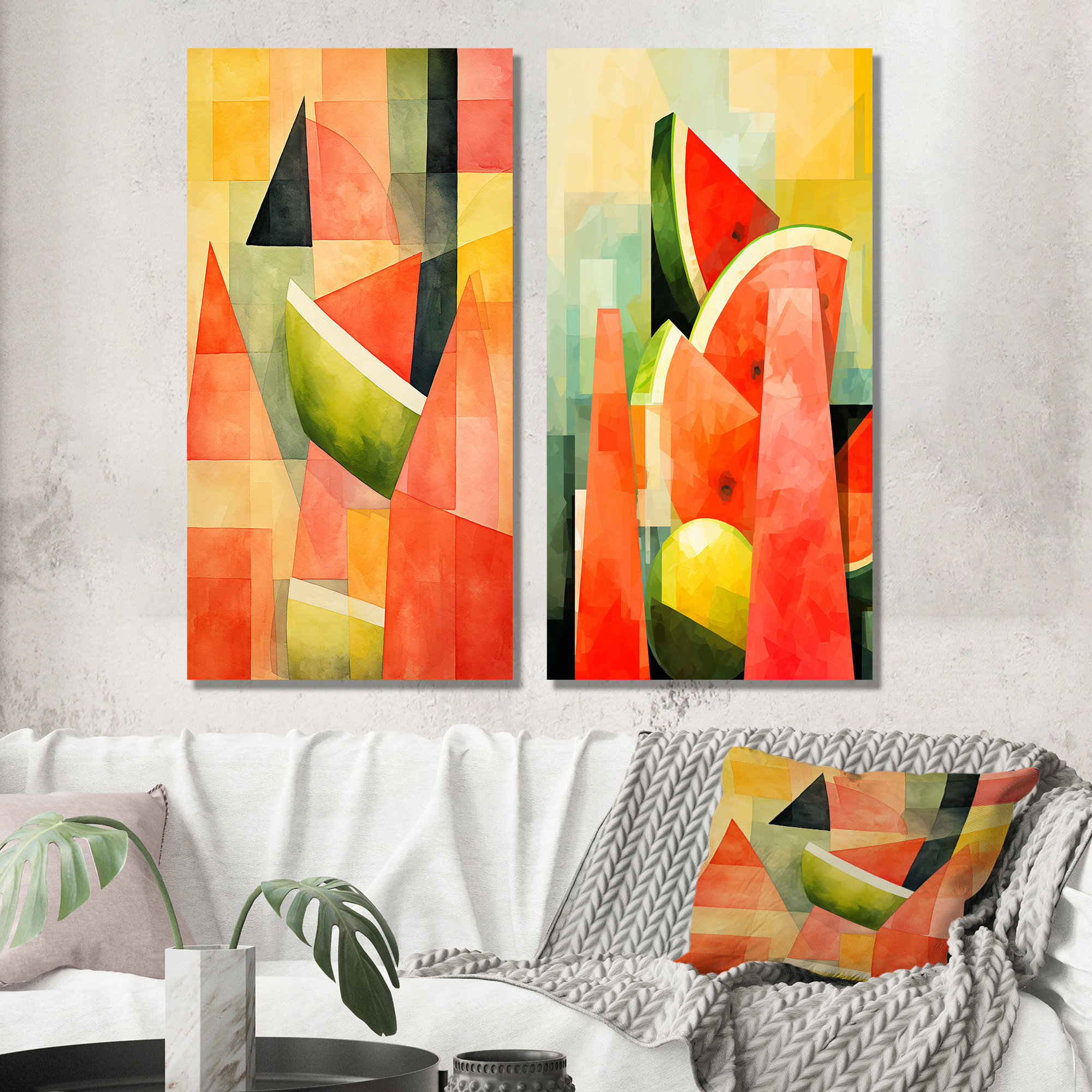 Bay Isle Home™ Red Geometric Watermelon Pattern I - Melon Wall Art ...