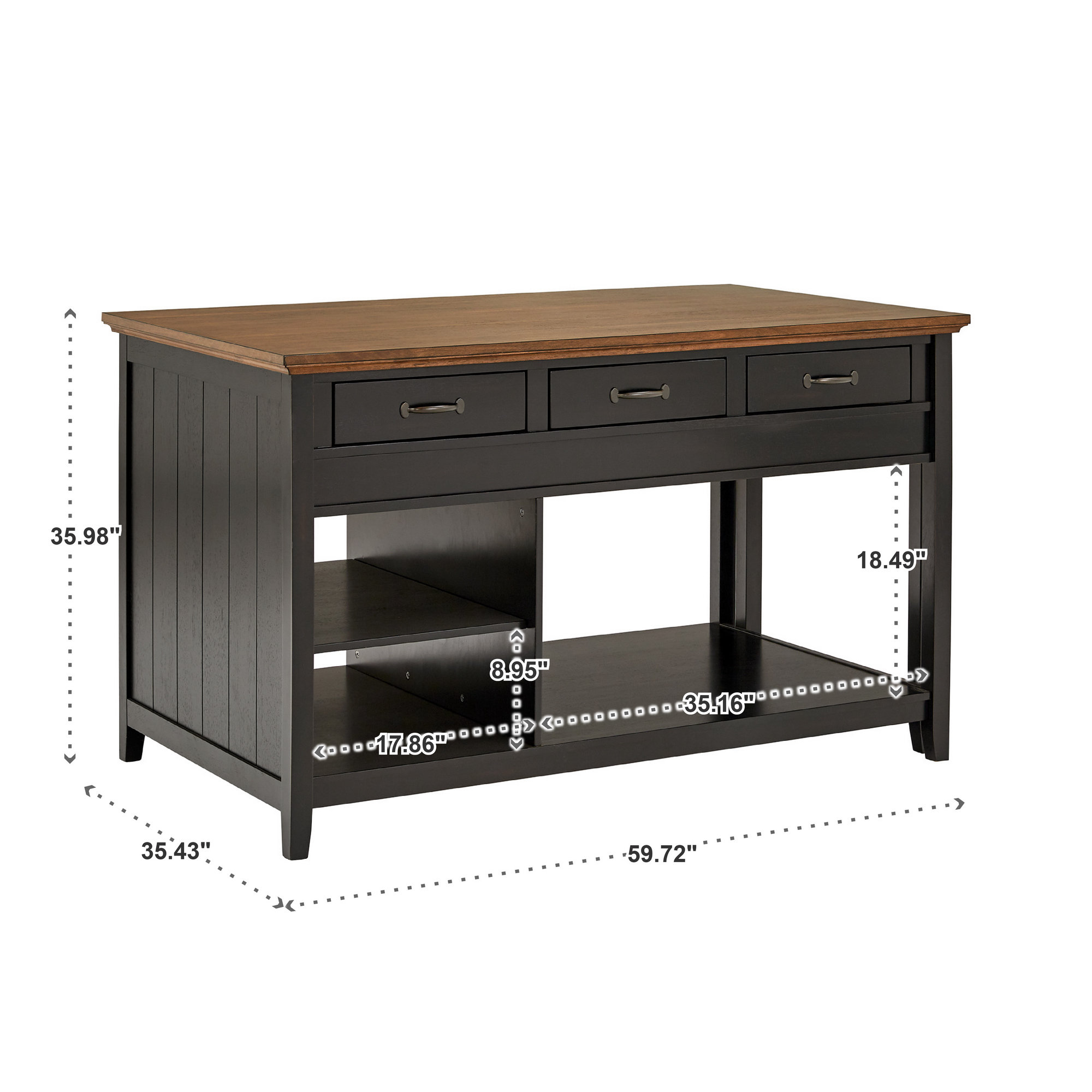 Kingstown Home Spadina Kitchen Island with Solid + Manufactured Wood ...