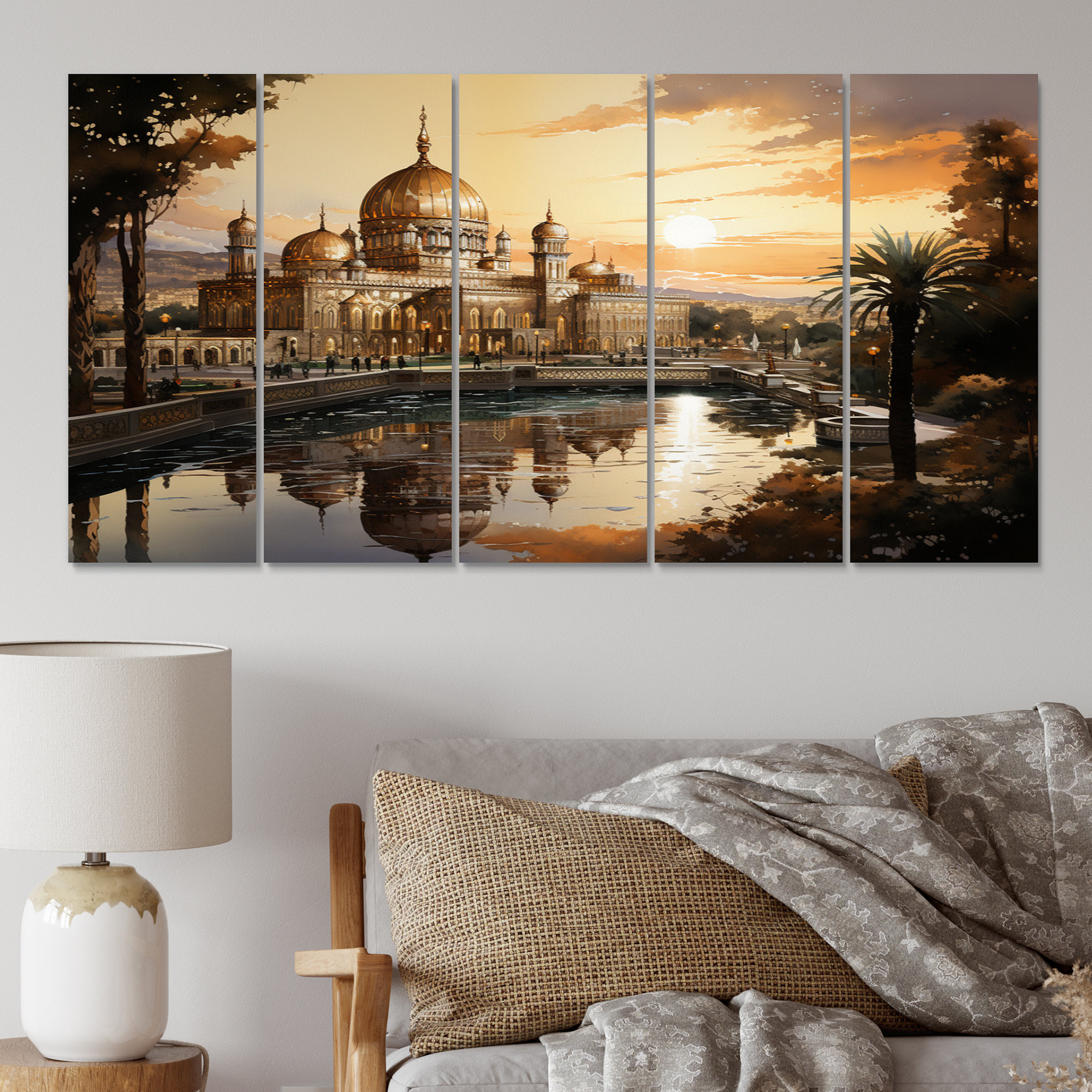 Latitude Run® Islam Art Golden Dome I - Islamic Metal Wall Art Living ...