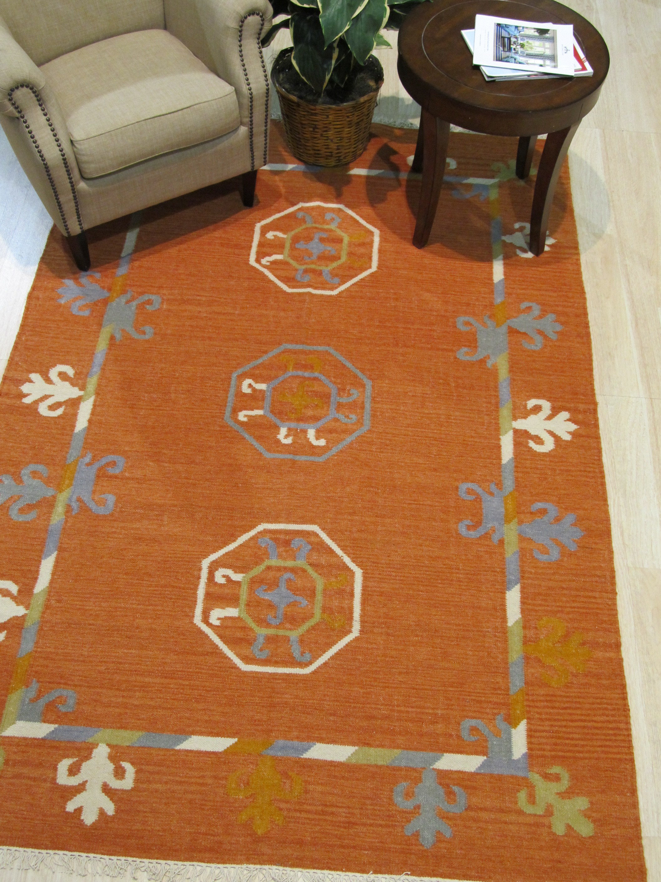 Foundry Select Maya Kilim Rust Flatweave Wool Rug | Wayfair