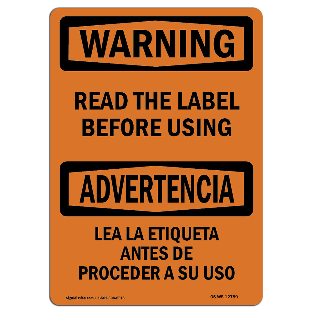 SignMission Osha Warning Sign - Read the Label Before Using | Wayfair