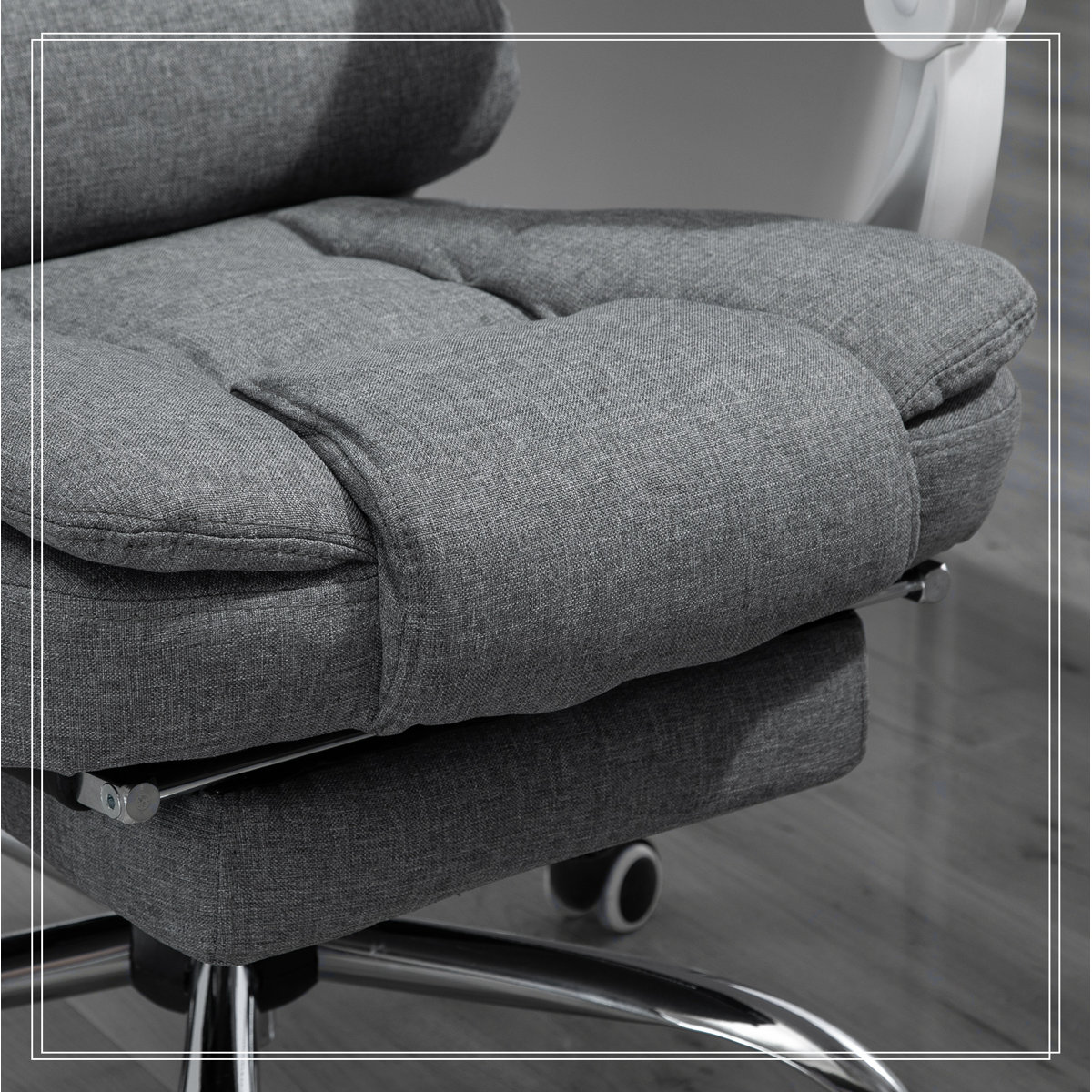 Hokku Designs Executive Office Chair with Footrest, Linen-Fabric ...