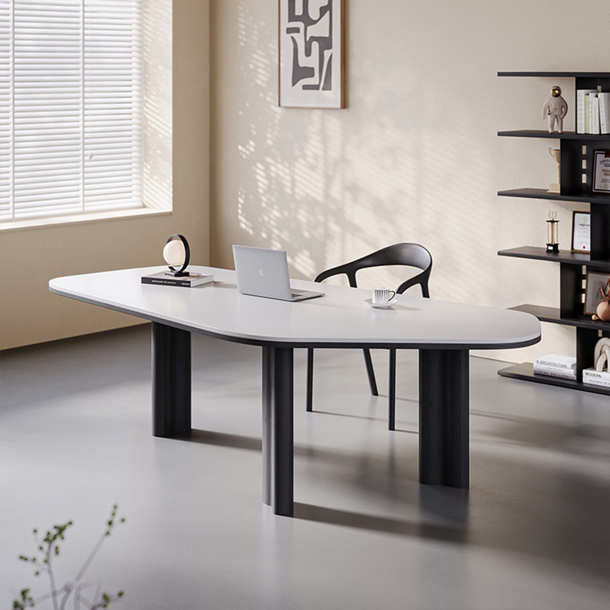 Isla Hopping Minimalist Black and White Solid Wood Desk - Wayfair Canada