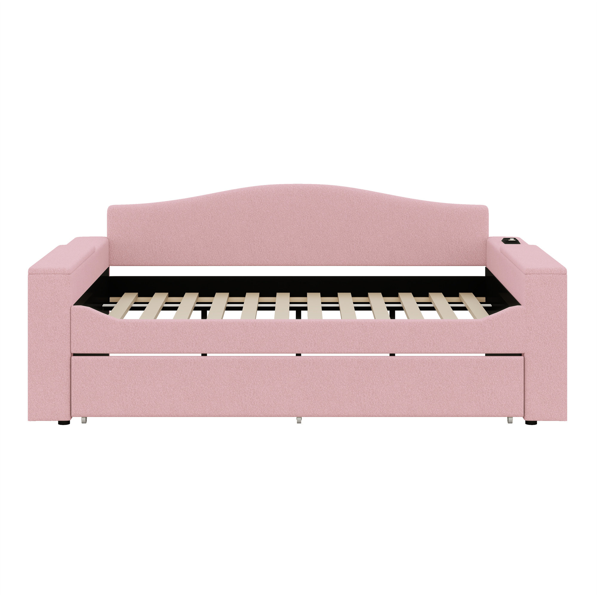 Red Barrel Studio® Upholstered Daybed With Storage Armrests, Trundle ...