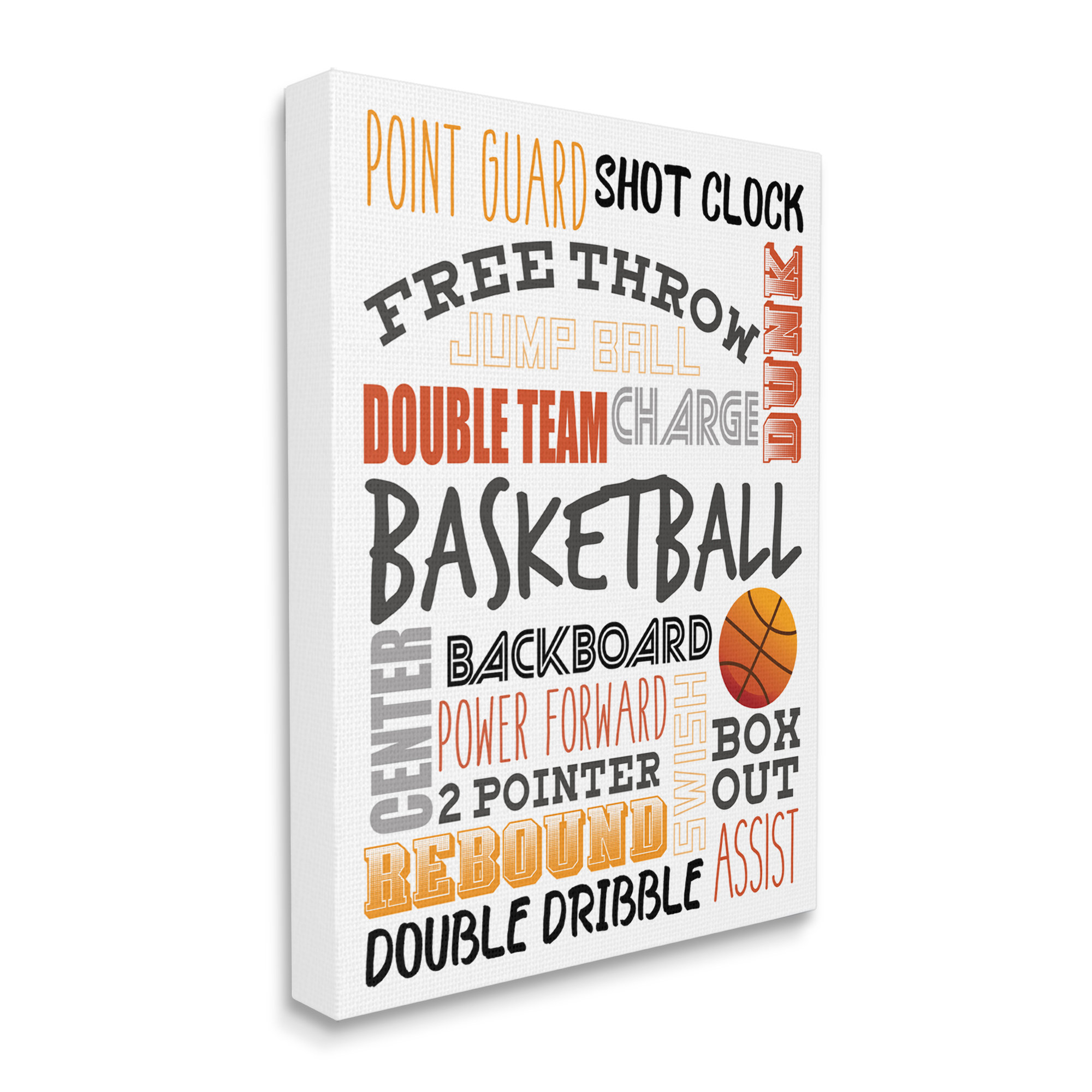 Stupell Industries Basketball Game Terms Orange Typography Kids' Sports ...