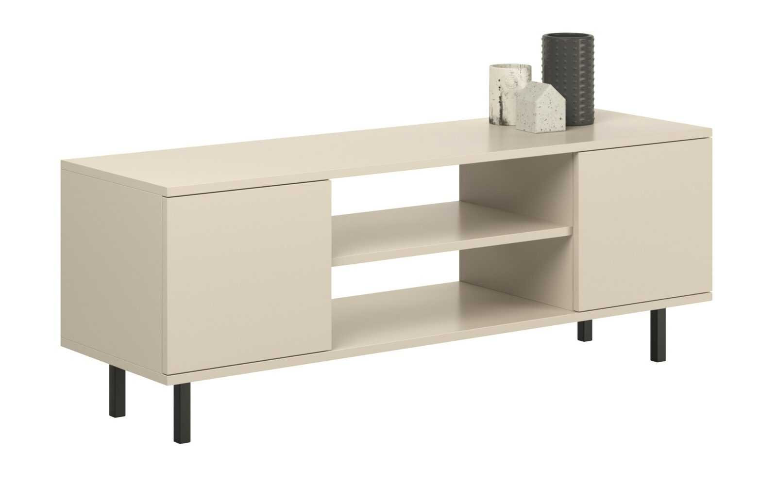 17 Stories Focus cashmere RTV cabinet 135 cm - black legs | Wayfair.co.uk