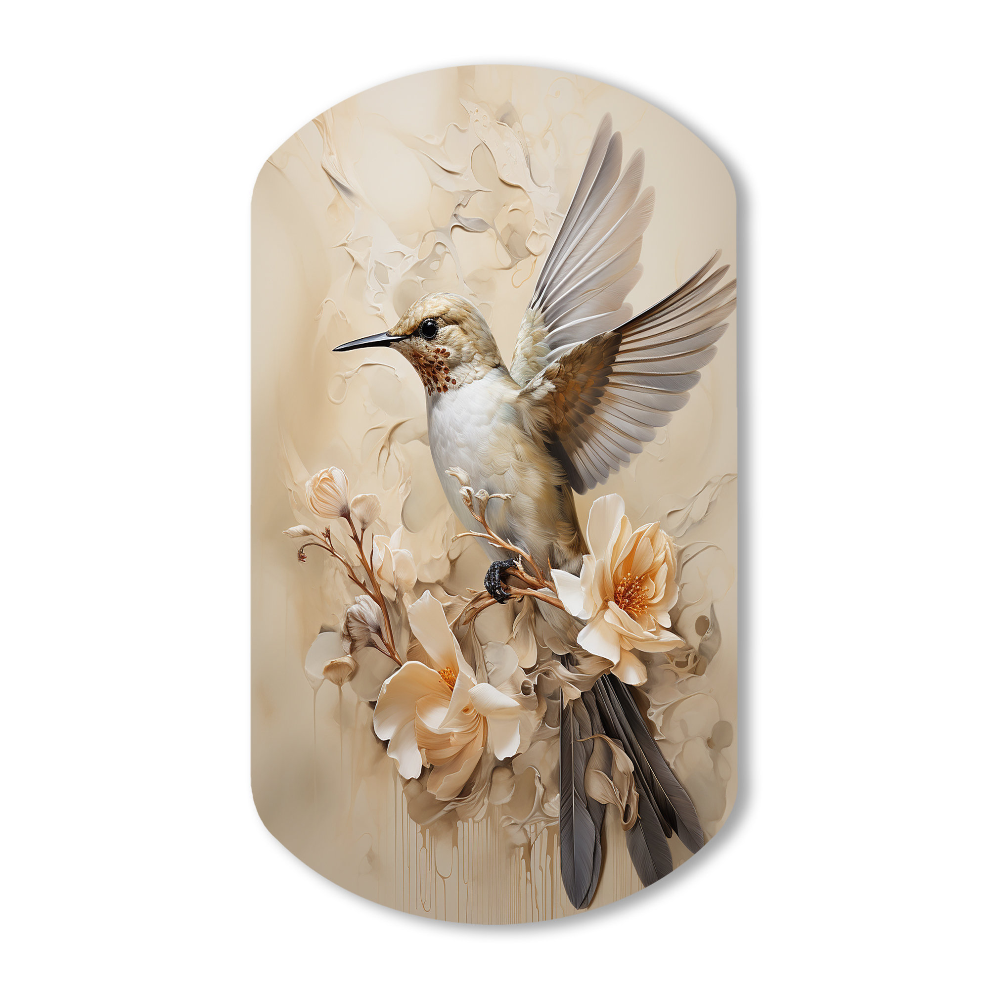 Design Art Fluttering Floral Hummingbird I - Hummingbird Cylinder Shape ...