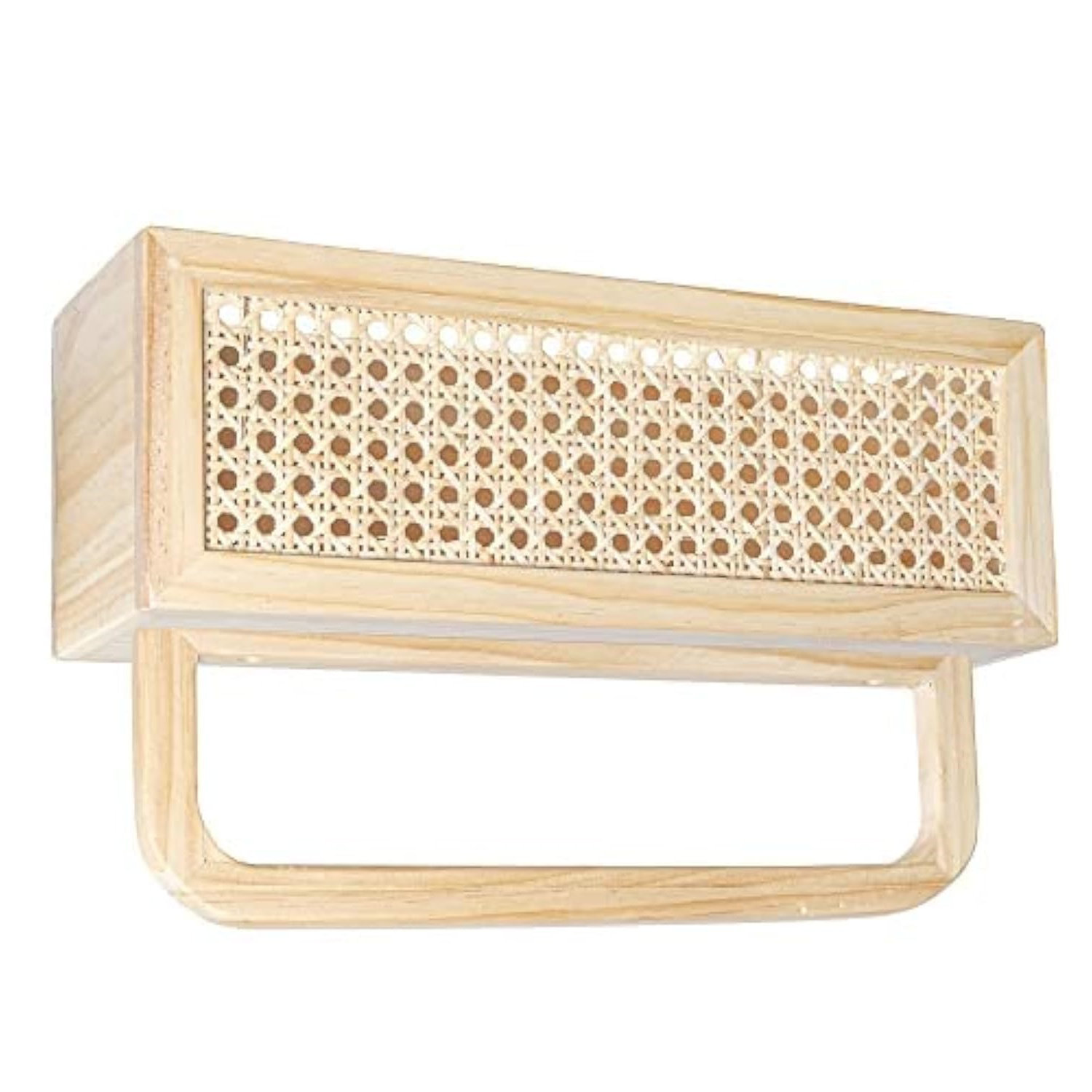 Dakota Fields Wood Floating Shelf with Rattan Design and Towel Rack ...