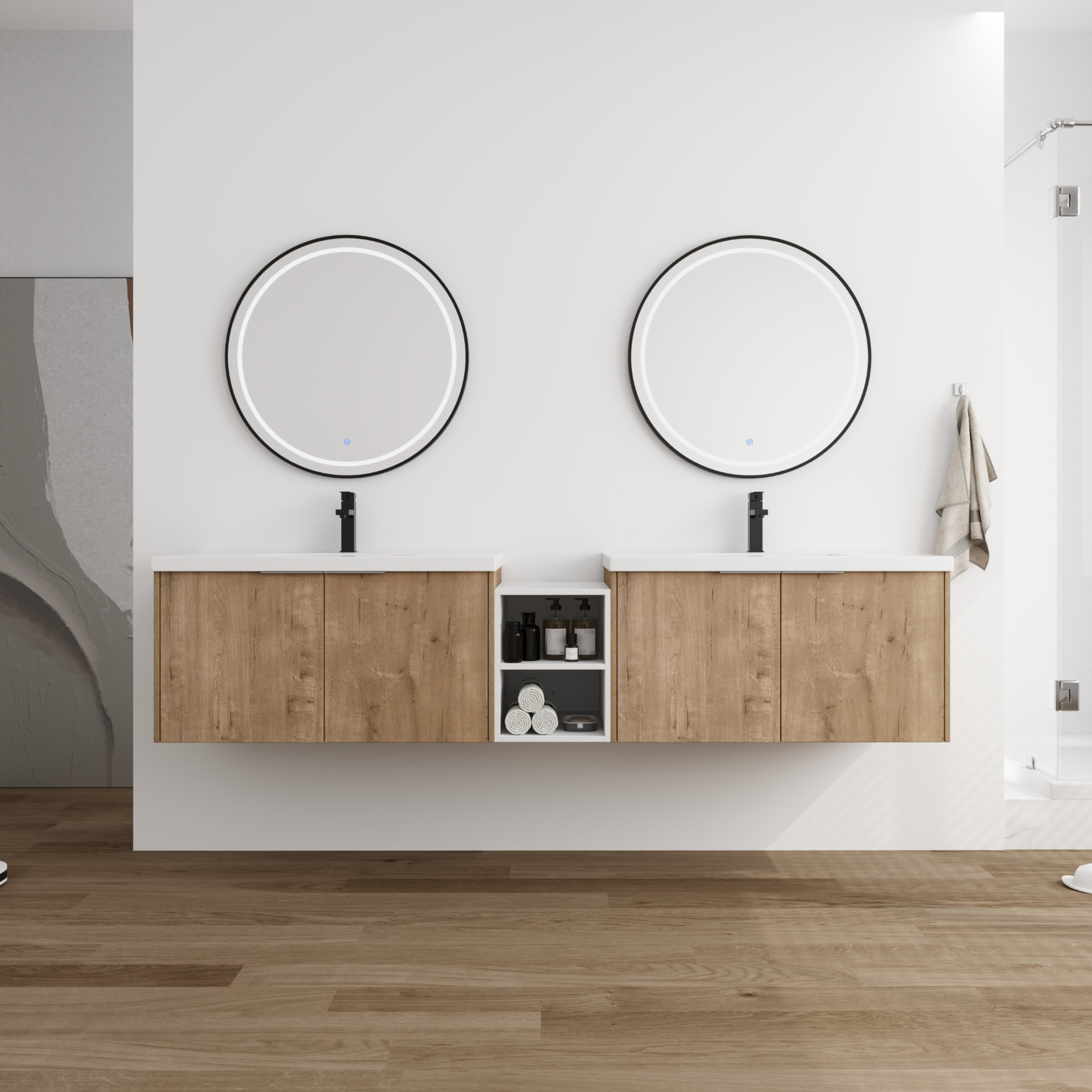 Latitude Run® 84''Double Bathroom Vanity With Resin Vanity Top | Wayfair