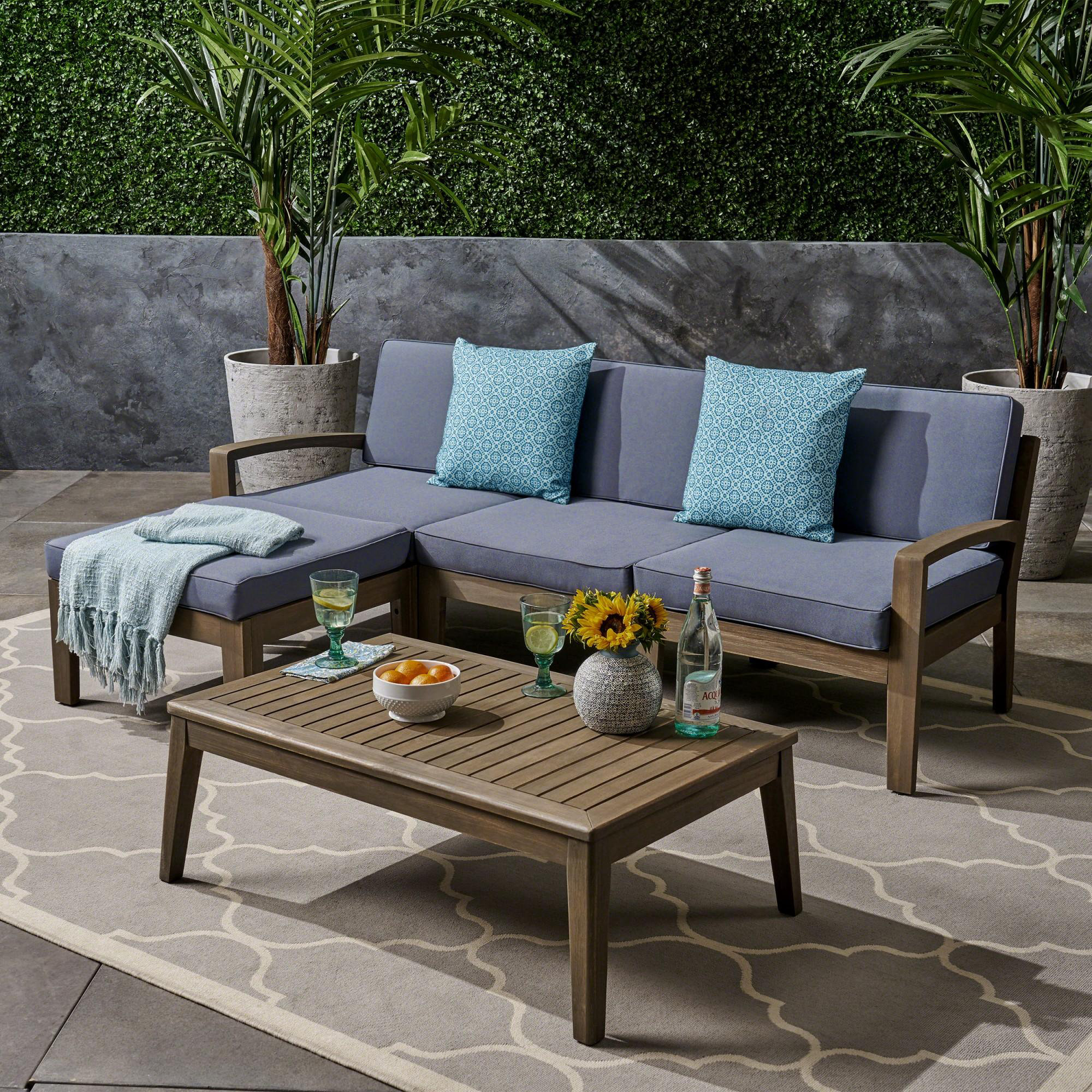 Latitude Run® Outdoor L-Shaped Seating Combo Sofa Set 5 Pcs | Wayfair