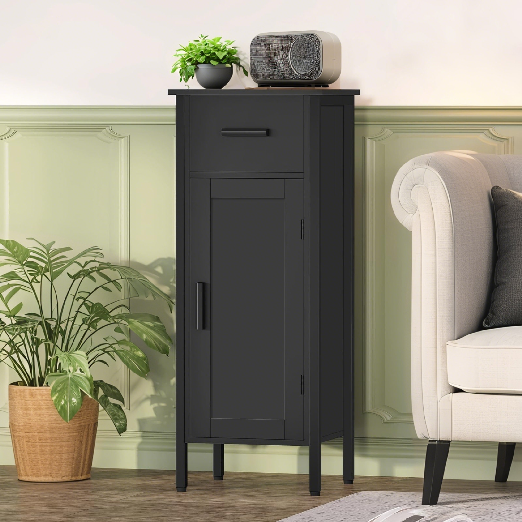 Latitude Run® Compact Storage Cabinet With Door Drawer & Adjustable ...