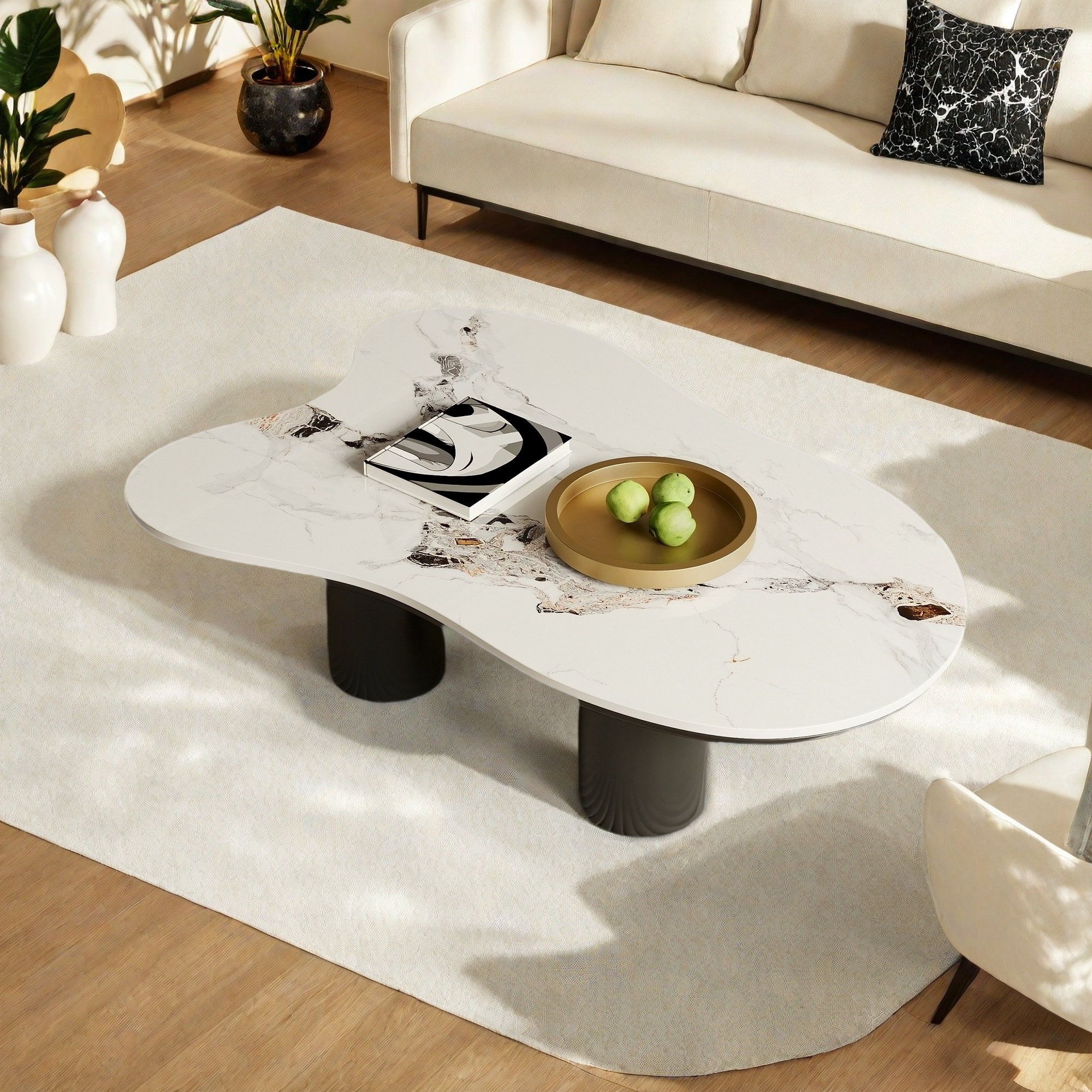 Ivy Bronx 35.05'' Modern Anisotropic Shape Coffee Table With Faux ...