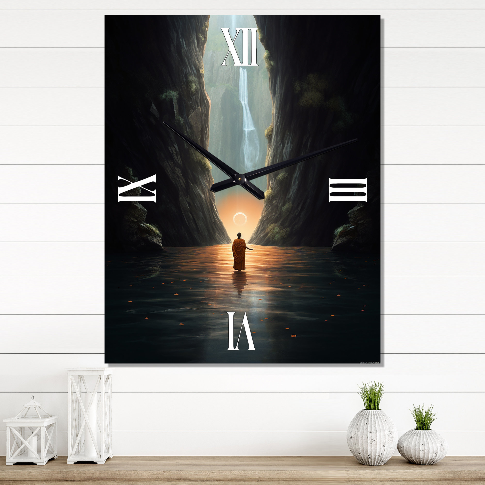 Ivy Bronx Buddhist Monk Meditating In Cave Lake - Meditation Wall Clock ...